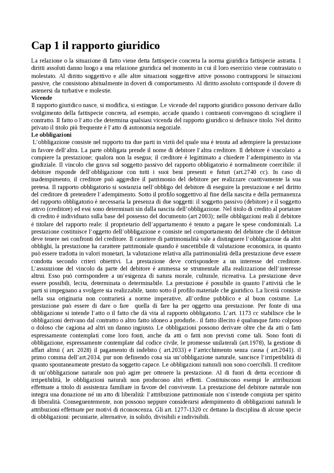 Riassunto Diritto Privato Docsity