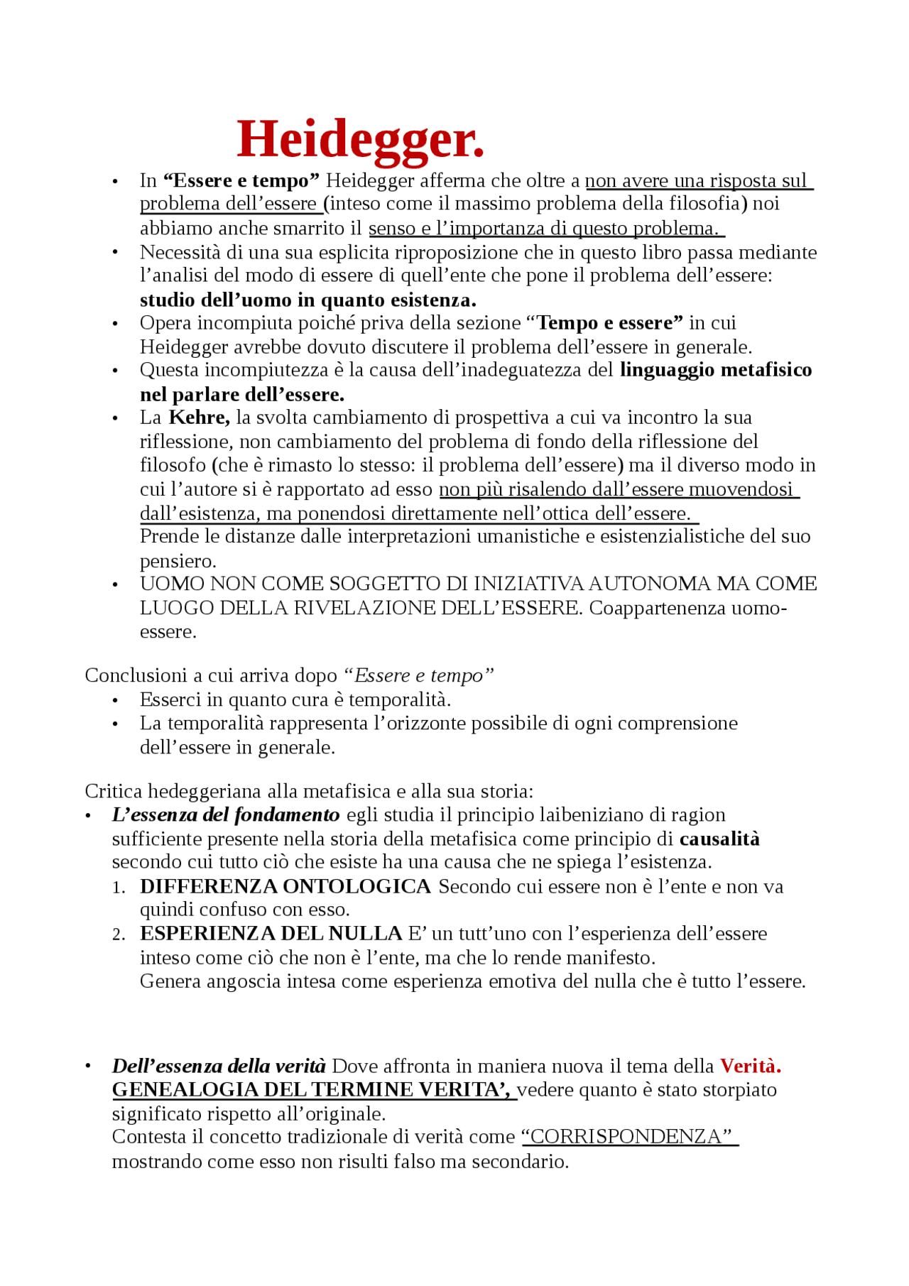 Riassunto completo del pensiero di Heideger per l'esame di maturità ...