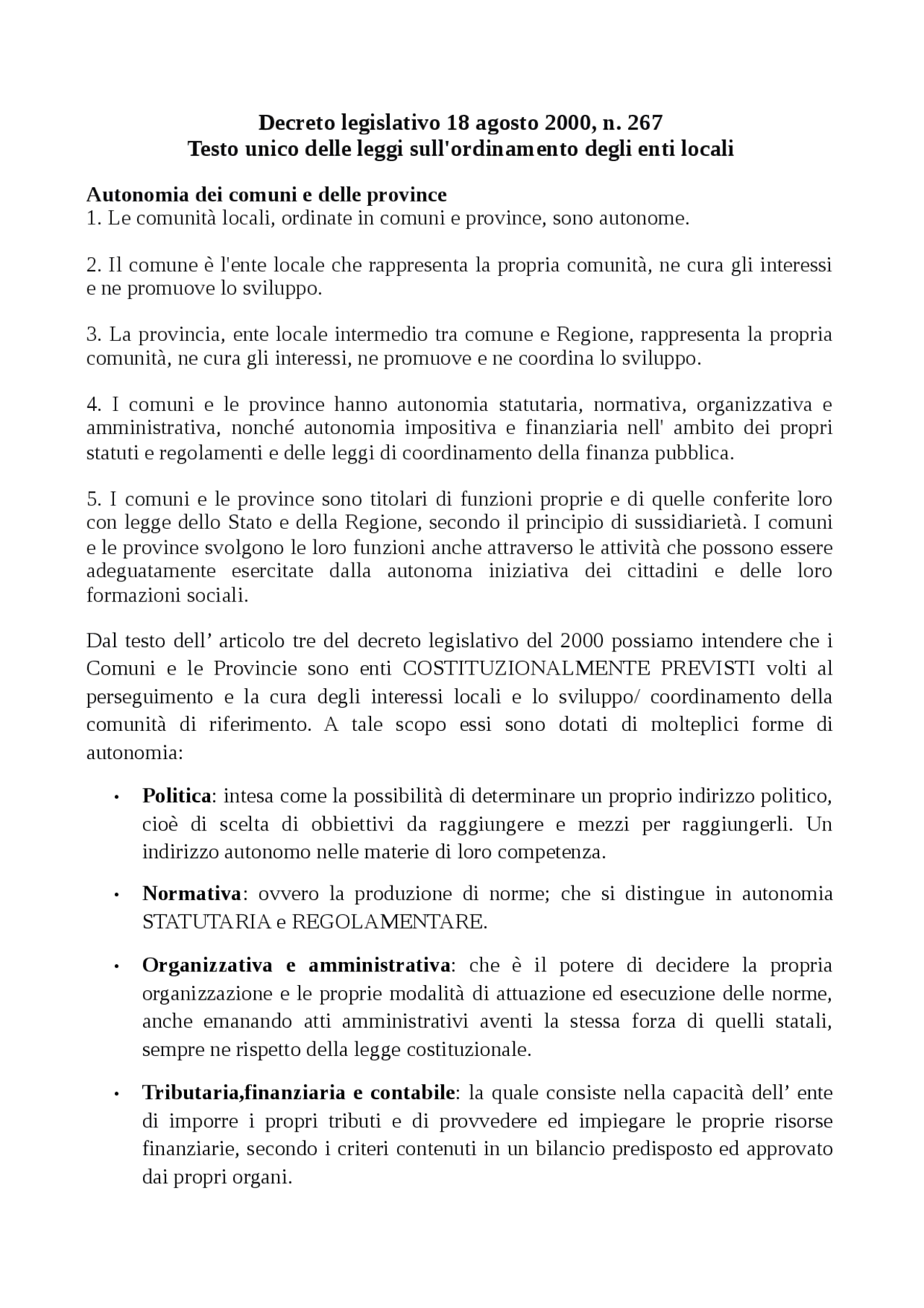 Diritto Degli Enti Locali Docsity