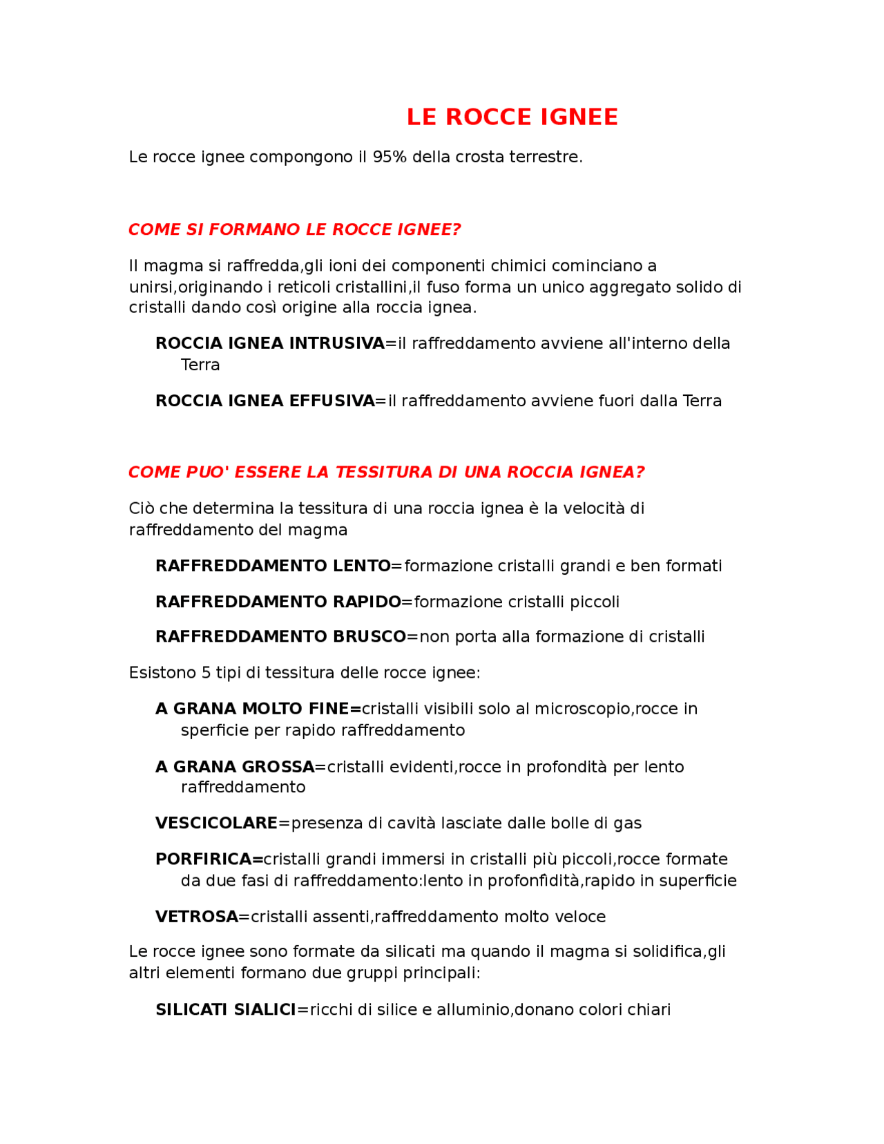 LE ROCCE IGNEE DELLA LITOSFERA - Docsity