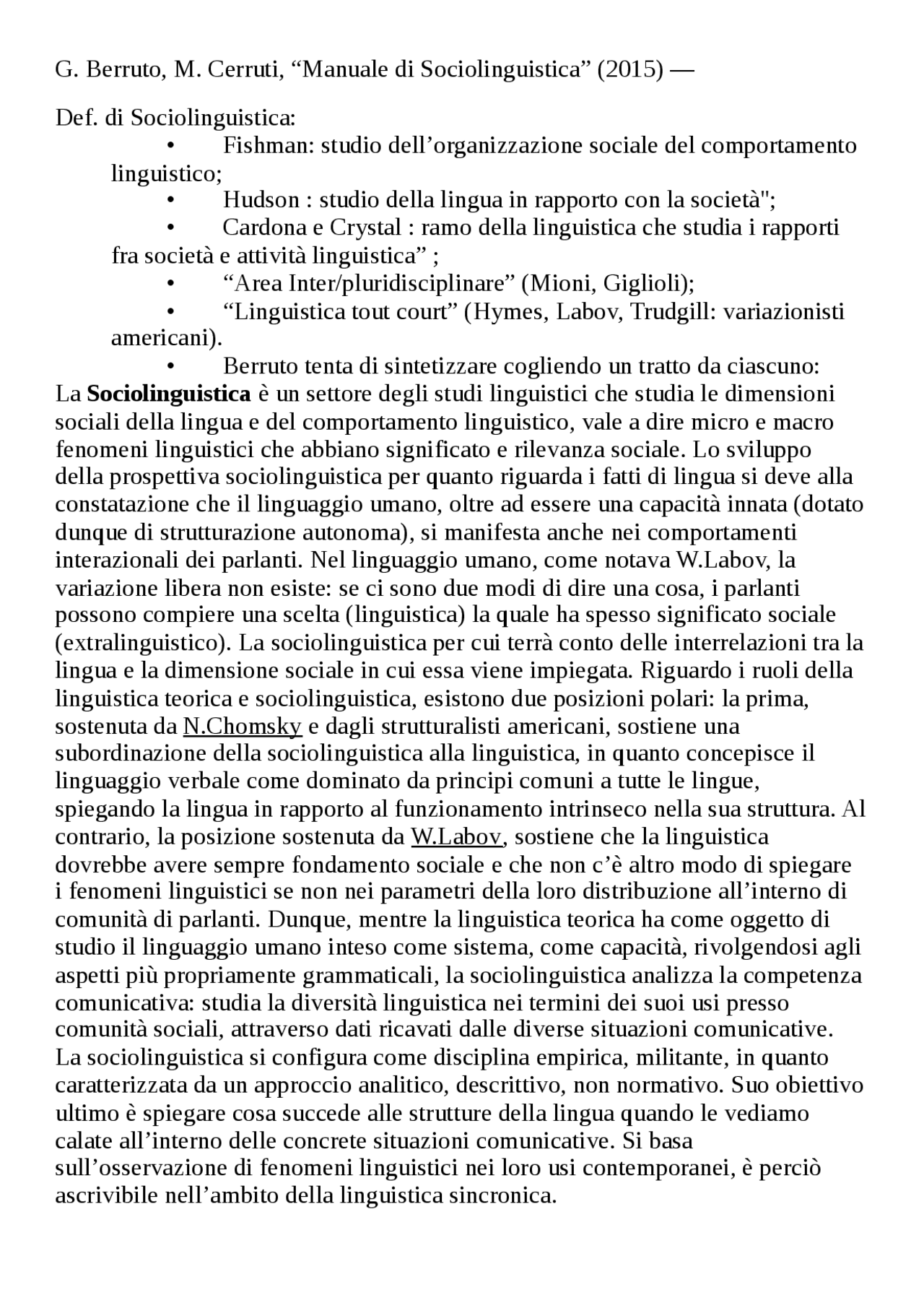 Manuale Di Sociolinguistica Berruto Docsity