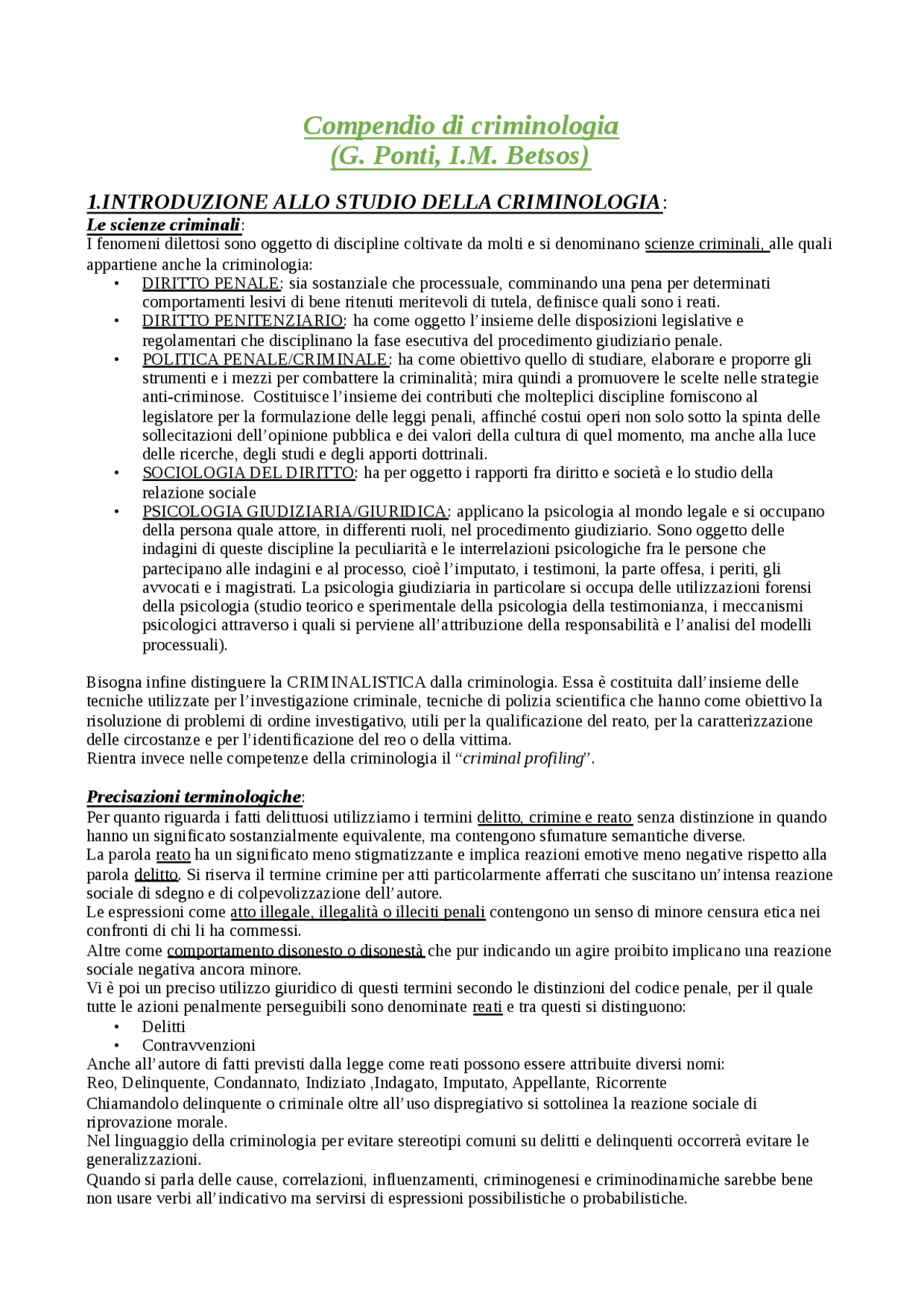 Compendio Di Criminologia Docsity