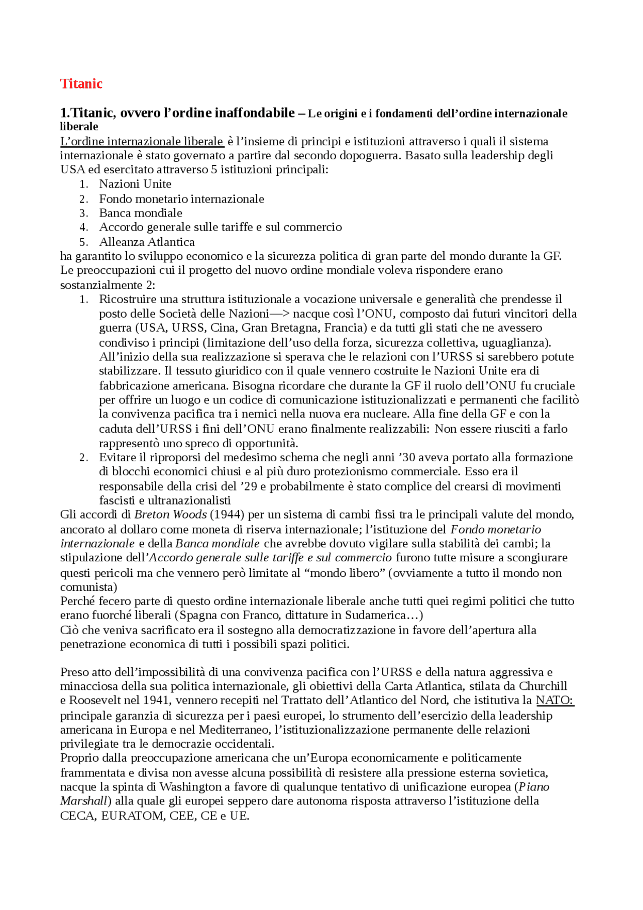 Titanic Riassunto Capitolo Uno Docsity