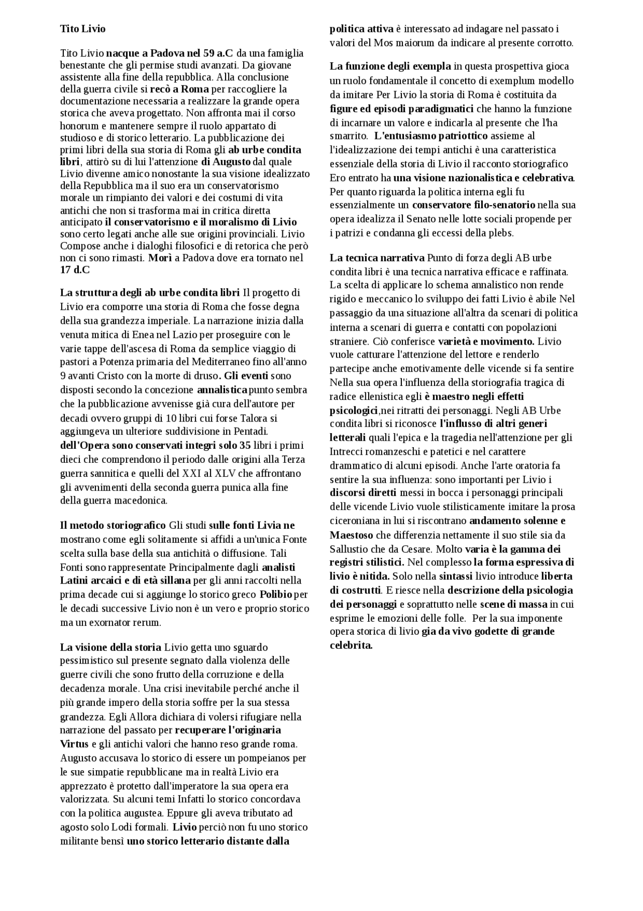 Appunti Su Tito Livio Appunti Di Latino Docsity