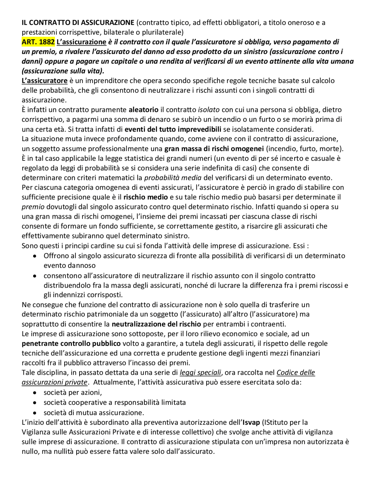 Contratto Di Assicurazione Diritto Commerciale Docsity