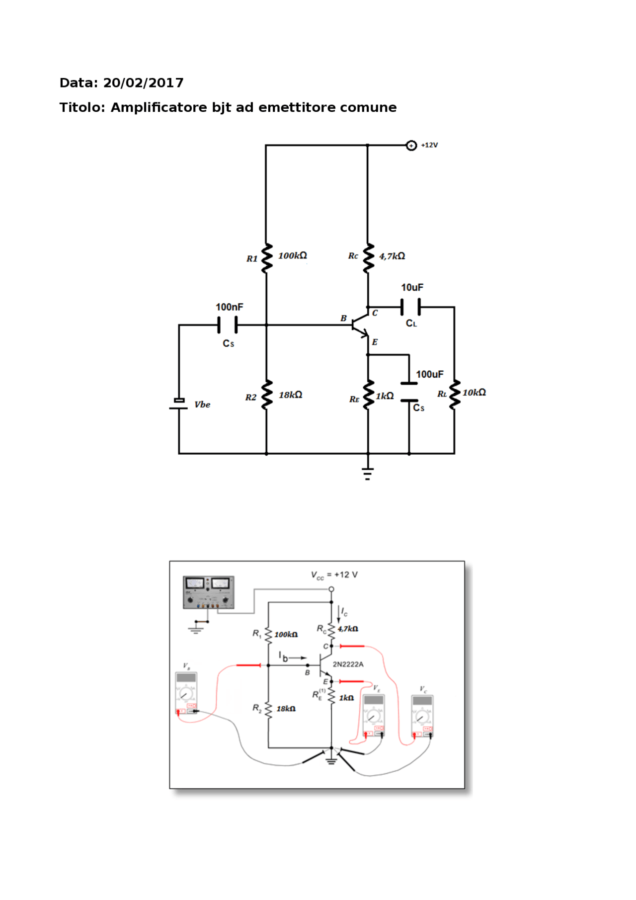 Amplificatore bjt ad emettitore comune - Docsity
