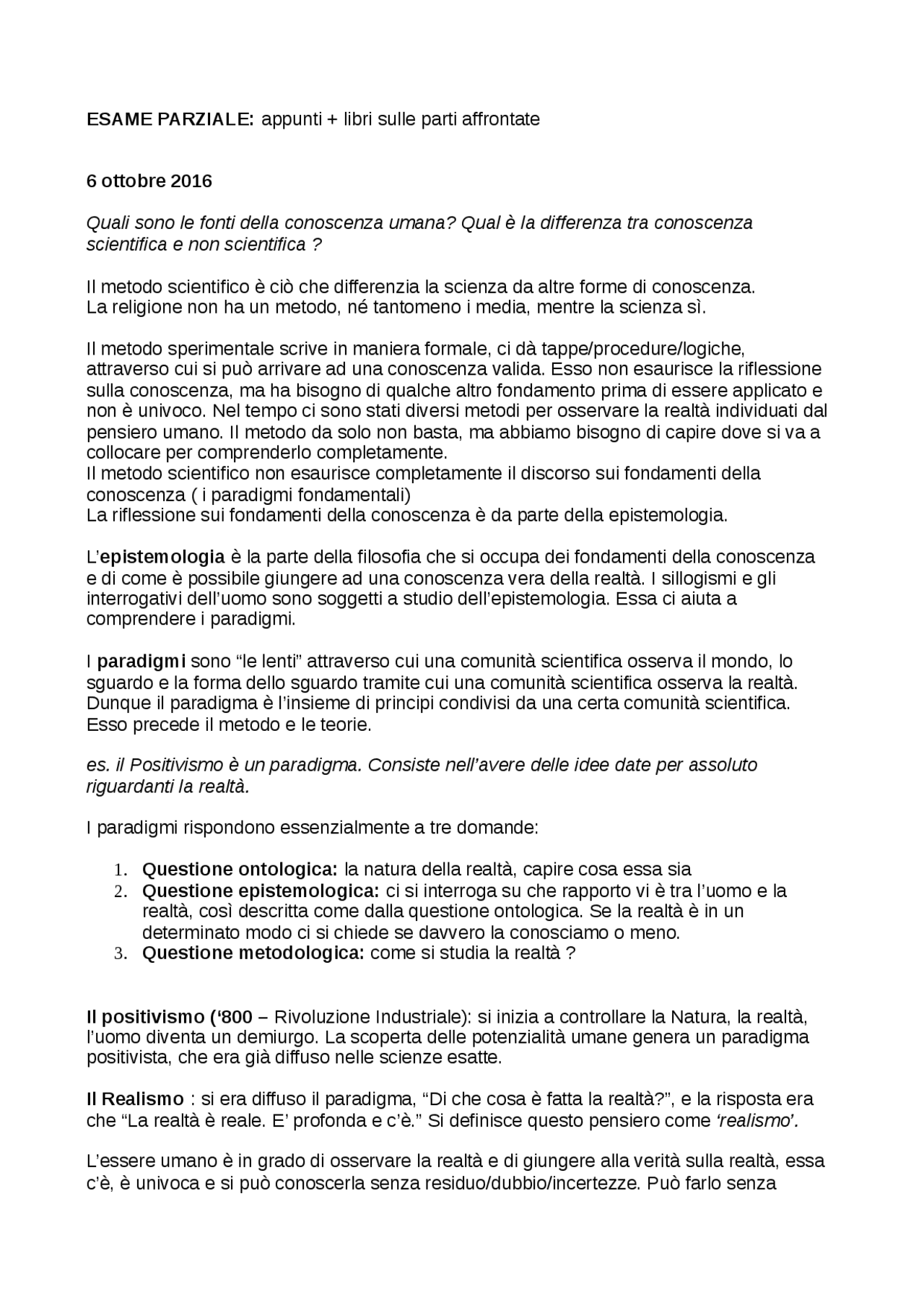 Esame Di Metodologia Della Ricerca Docsity