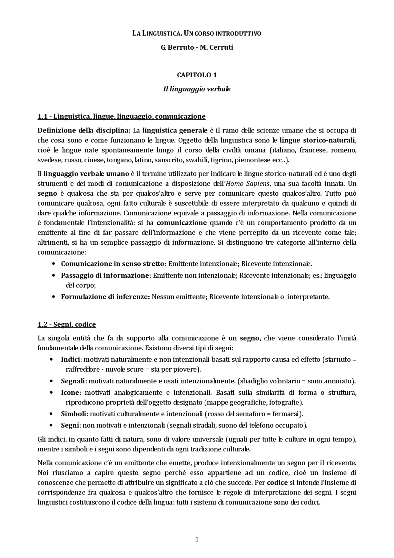 Riassunto Completo Rivisto E Corretto Di G Berruto M Cerruti La