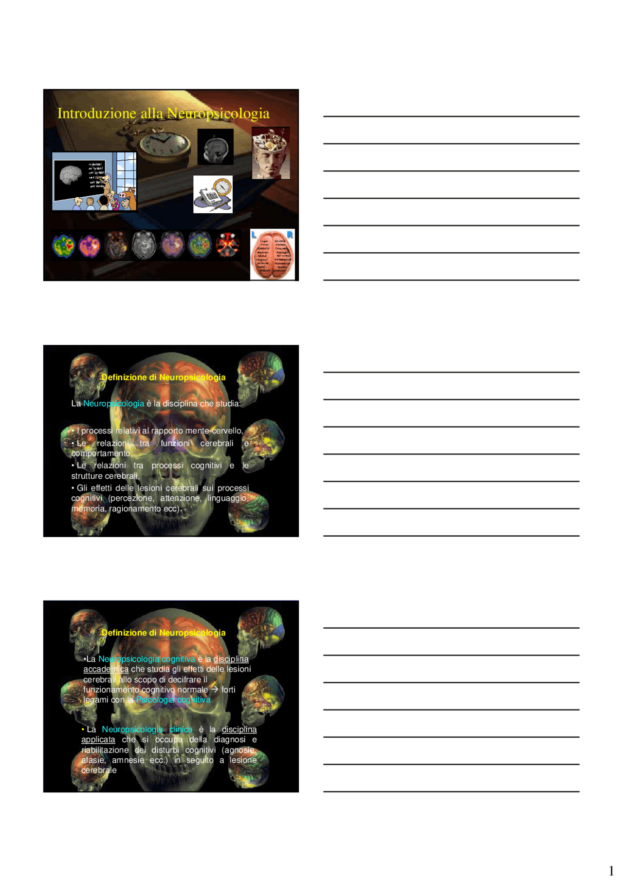 Slides Introduzione Alla Neuropsicologia Docsity