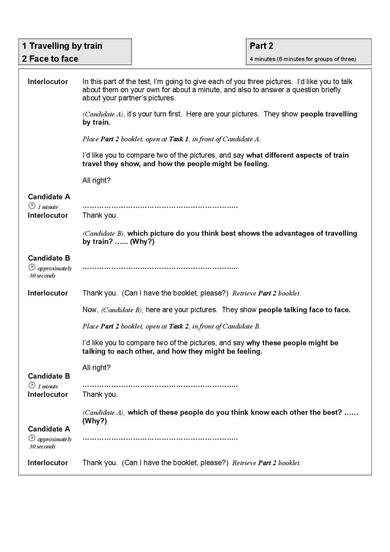 CAE Speaking Part 2 teacher handbook - Docsity