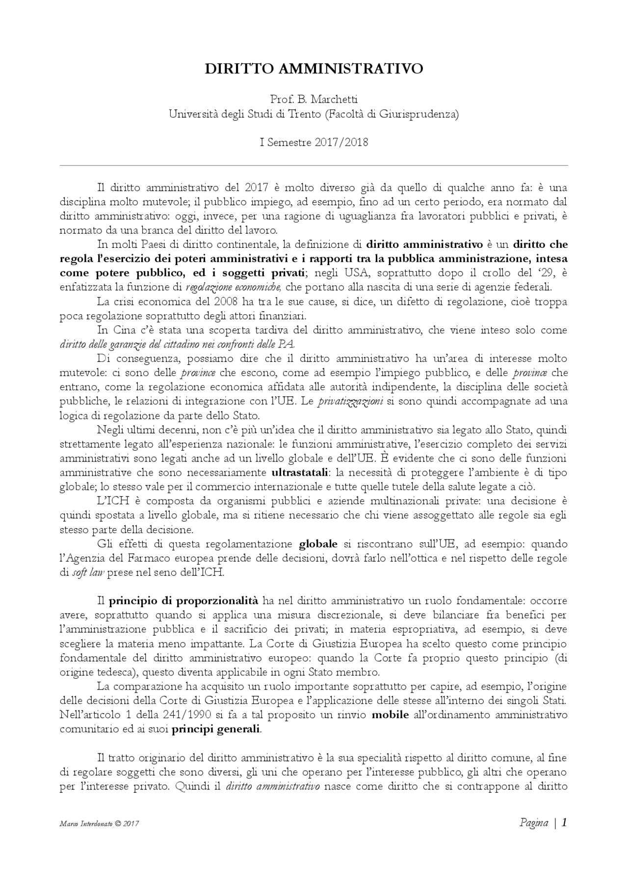 Diritto Amministrativo Appunti Prof Marchetti Docsity