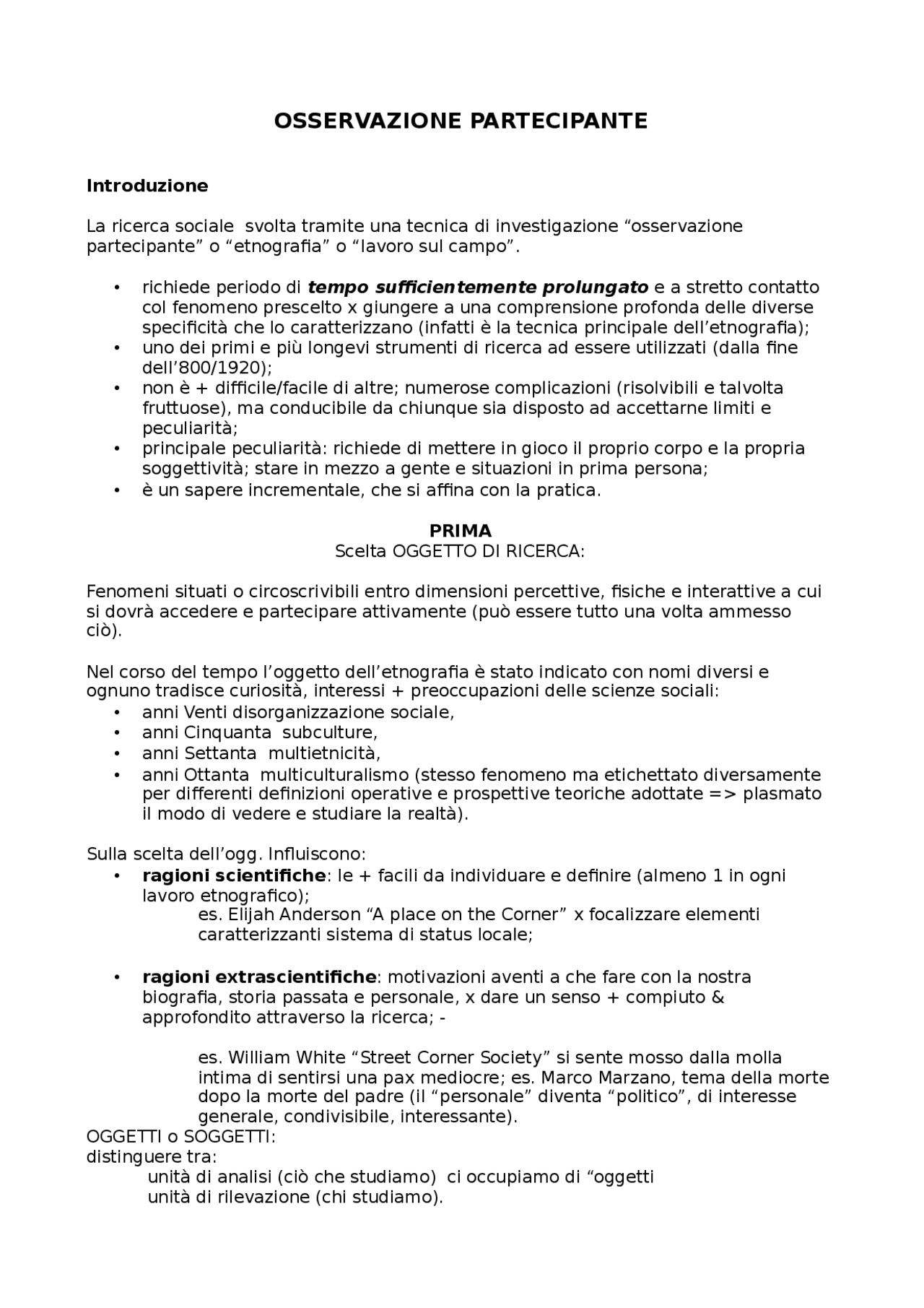 Osservazione Partecipante Docsity