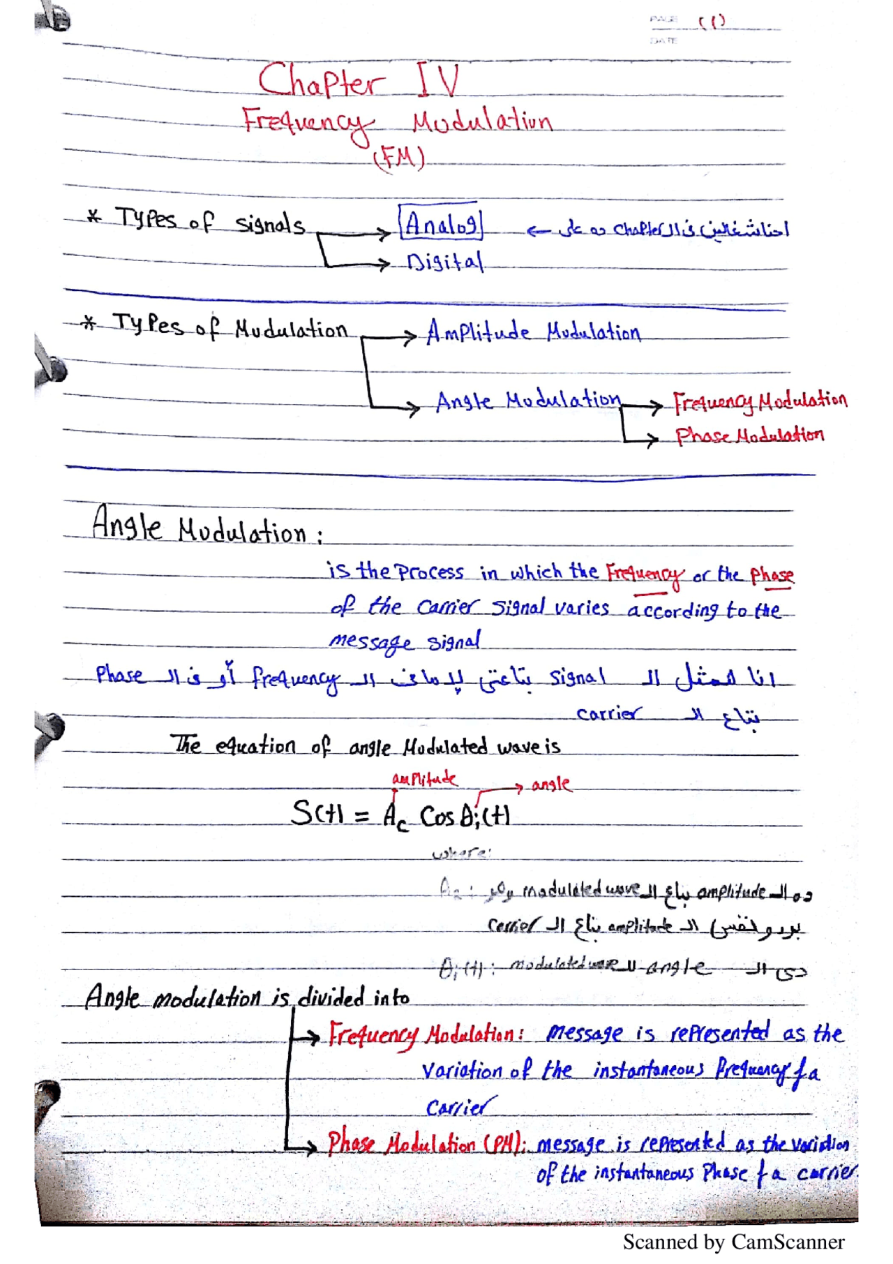 Angle Modulation Notes Arabic Docsity