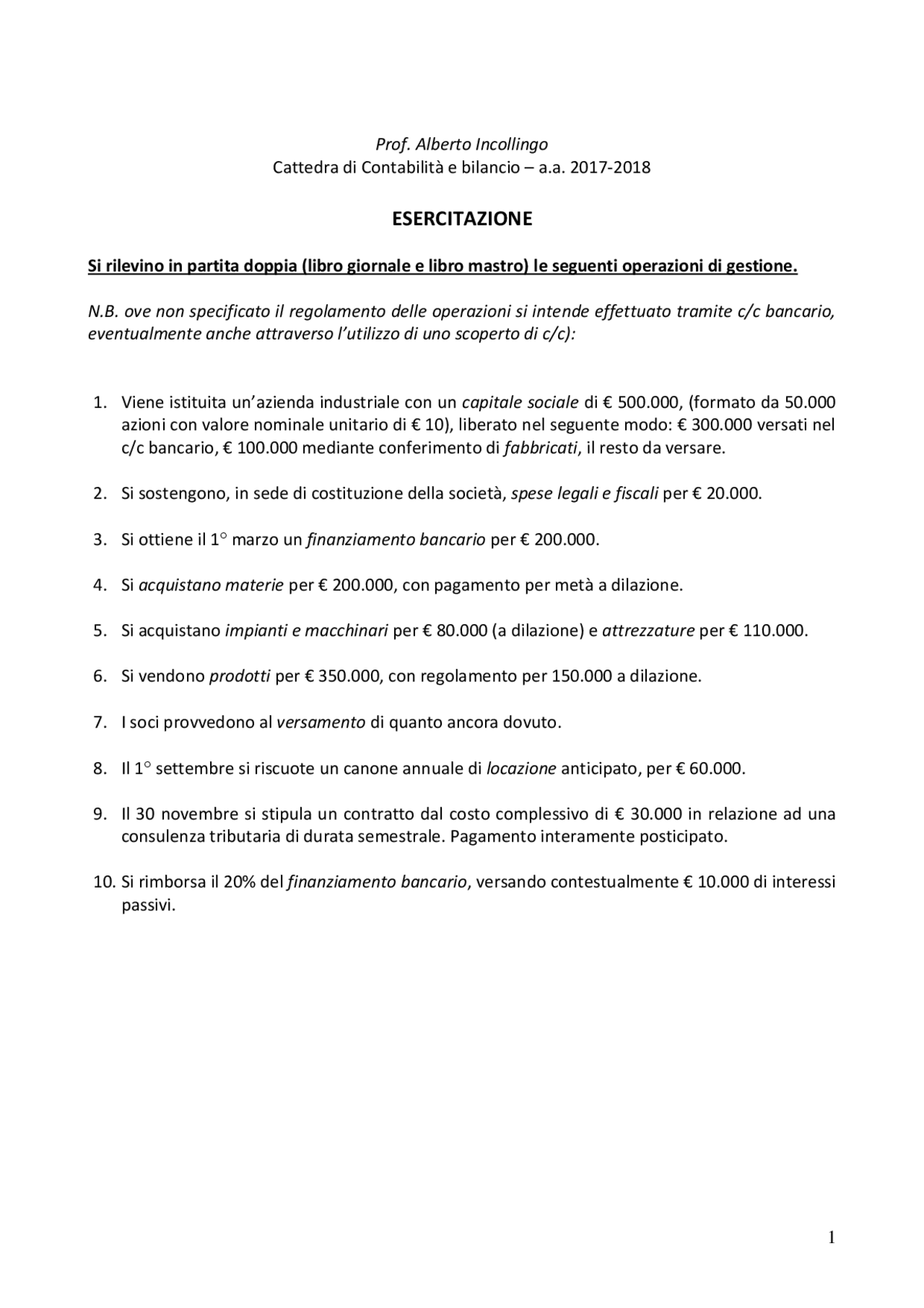 Contabilità e Bilancio - Docsity