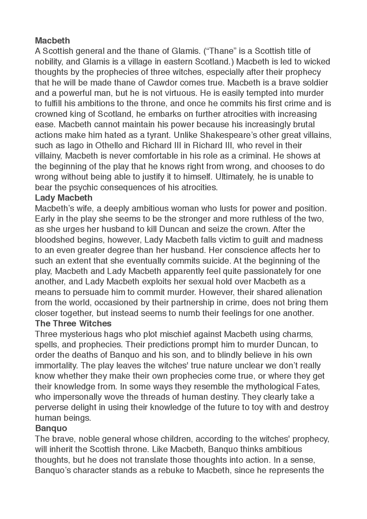 La Tragedia Di Macbeth Scritta Da Shakespeare Docsity