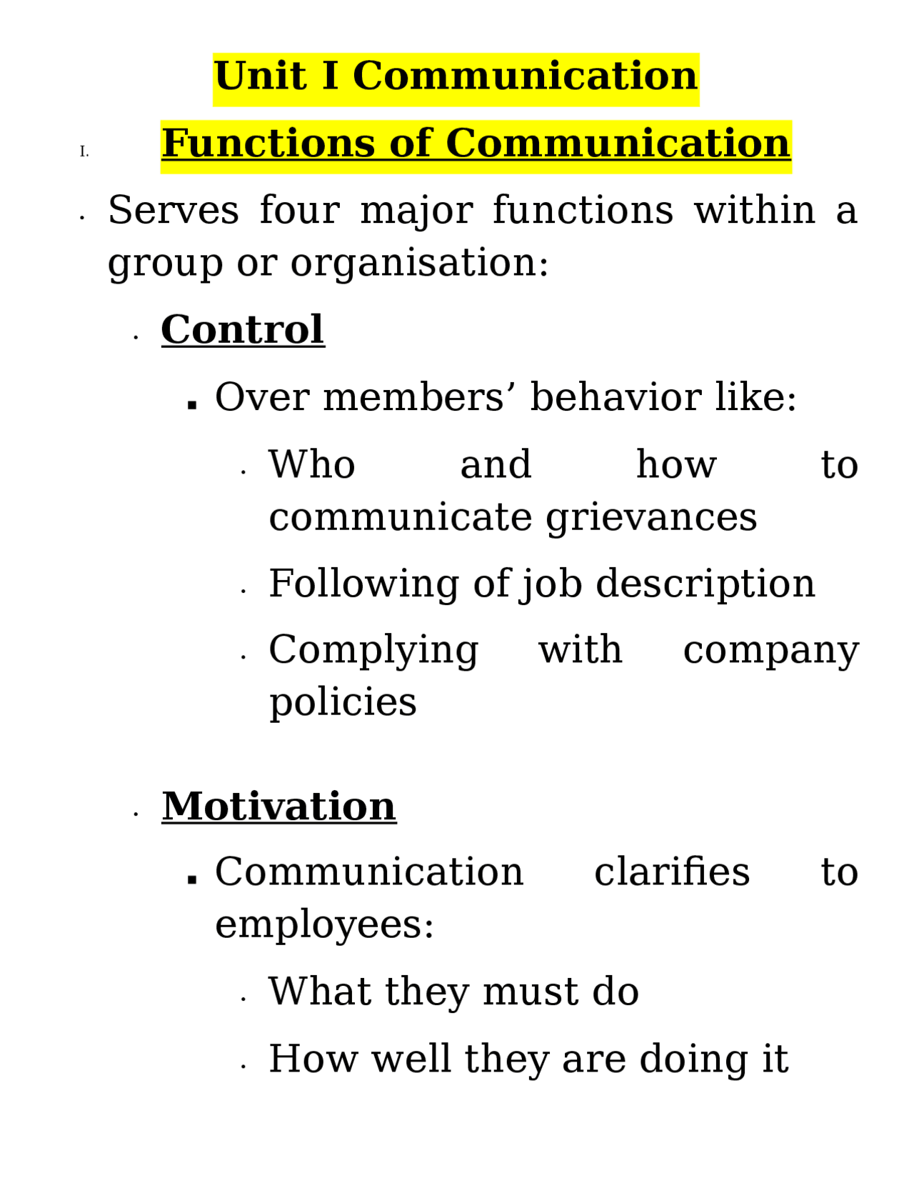 Notes On Communication Docsity