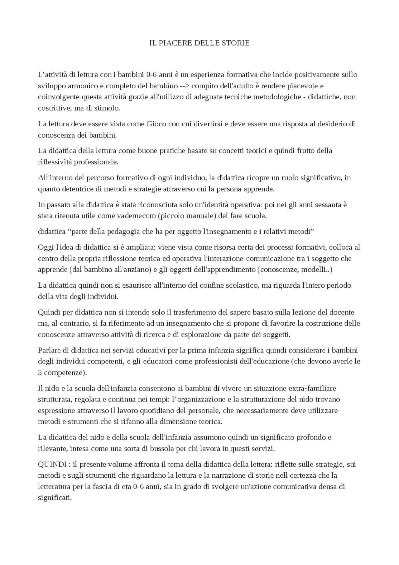Il Piacere Delle Storie Docsity