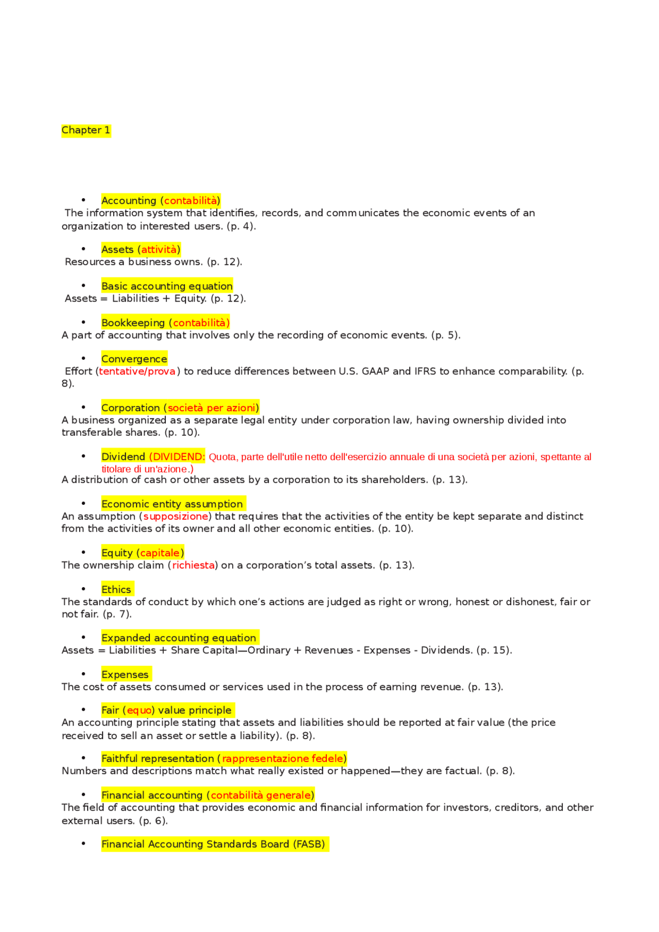 Definizioni Accounting - Docsity
