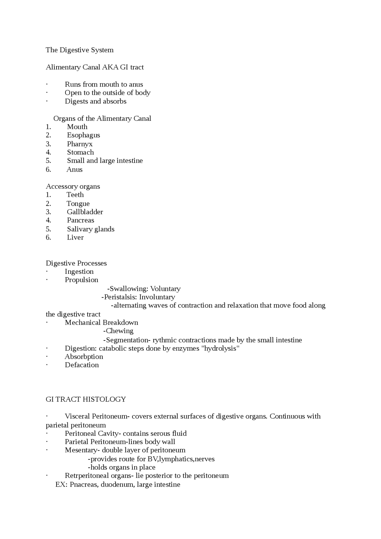 A&P Digestive system | Essays (university) Biology | Docsity
