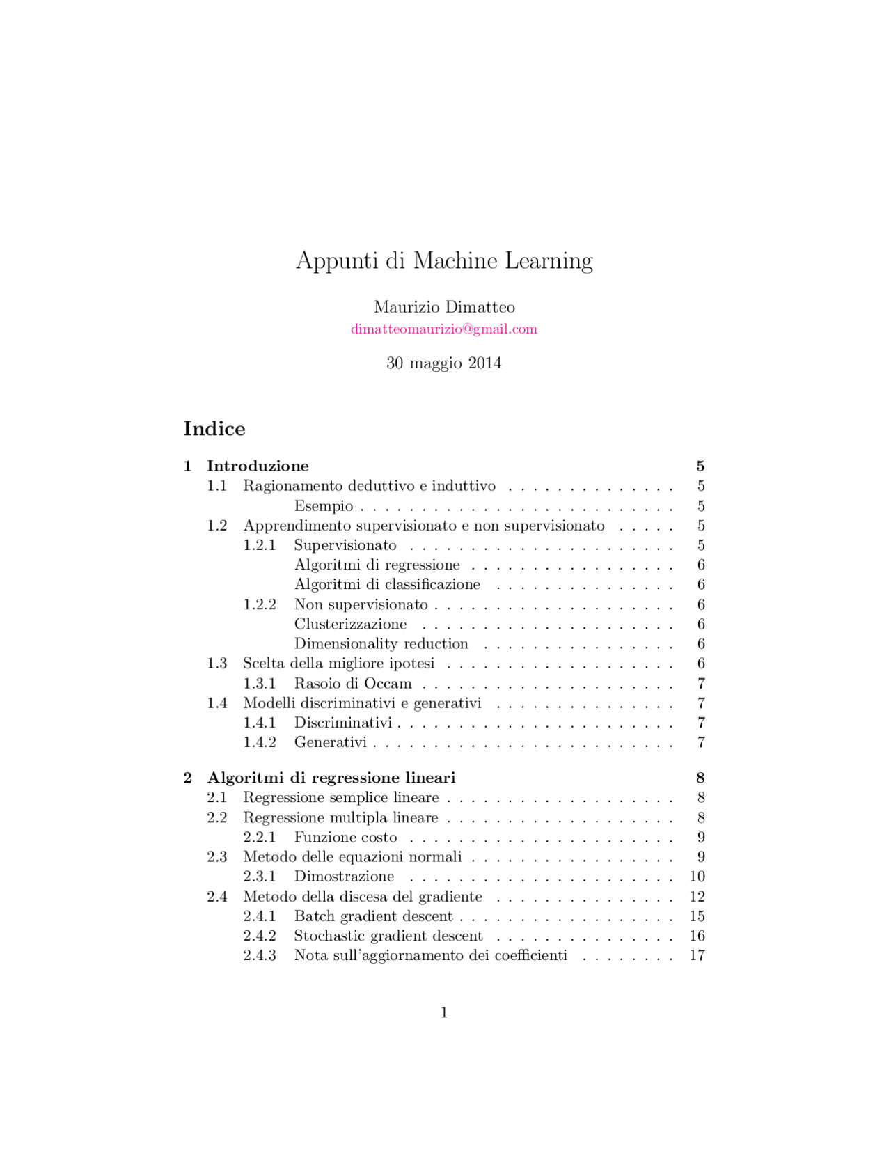 Appunti Machine Learning Docsity