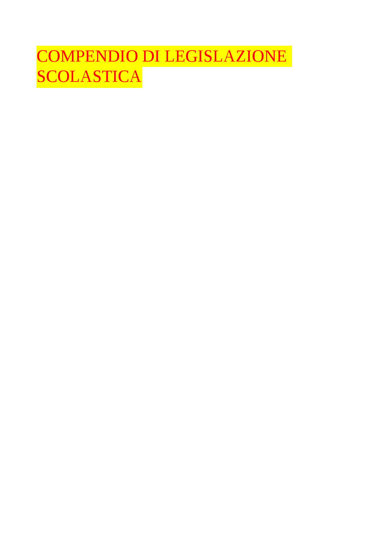 Compendio Di Legislazione Scolastica Simone Docsity