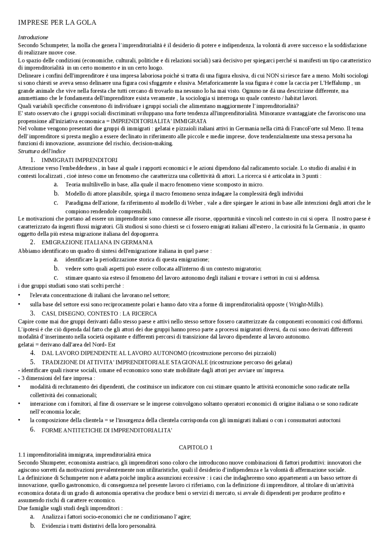 Imprese per la gola - Luca Storti - Docsity