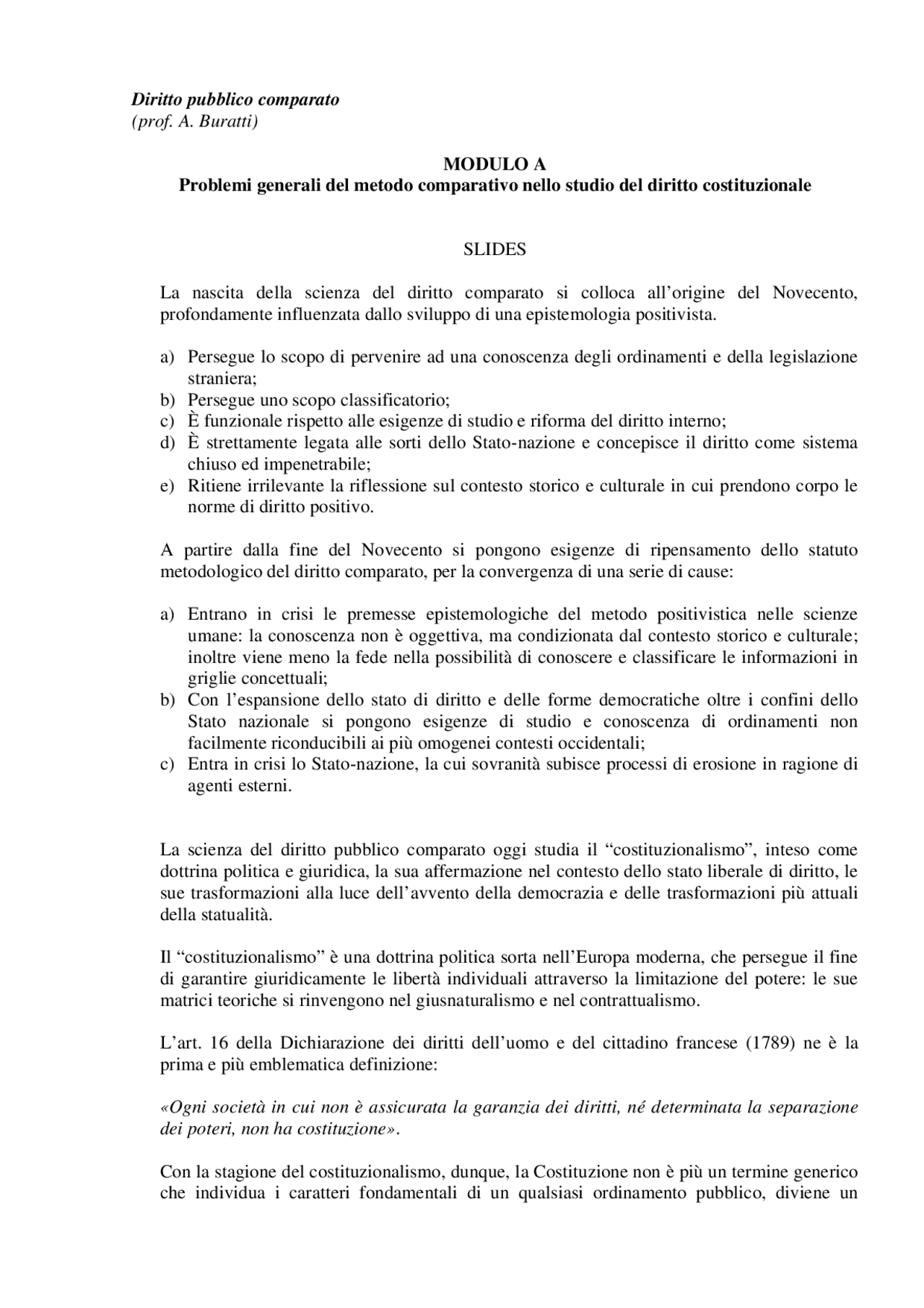 Diritto Pubblico Comparato Modulo A Slides Per Unicusano Docsity