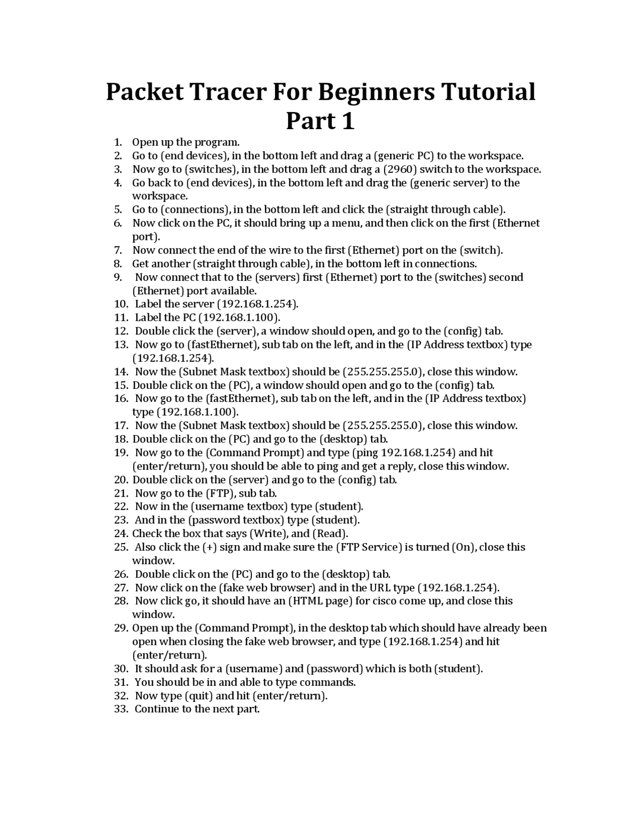 Cisco Beginner Part 1 Docsity