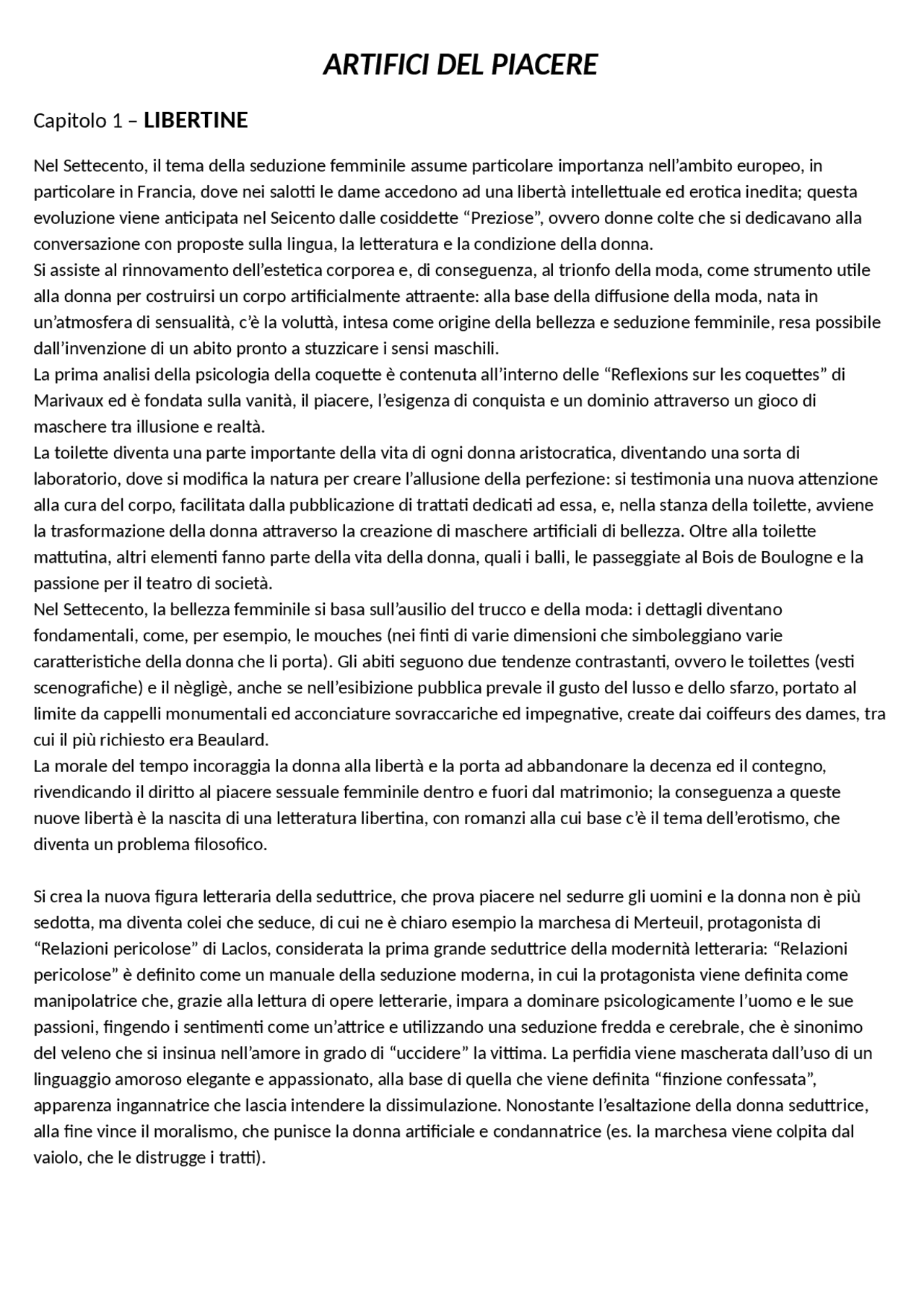 Artifici Del Piacere Daniela Baroncini Docsity