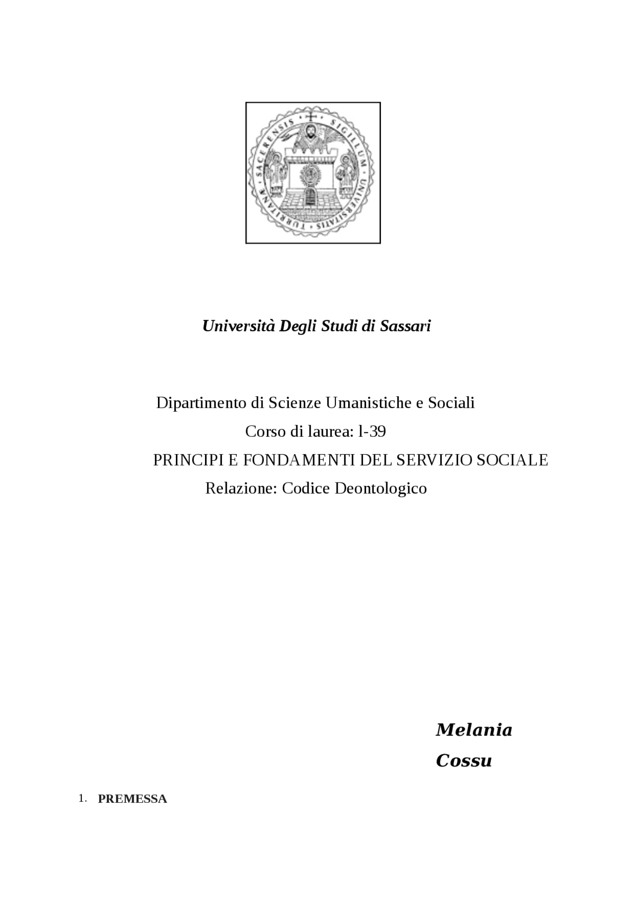 Codice Deontologico Dellassistente Sociale Tesine Universitarie Di