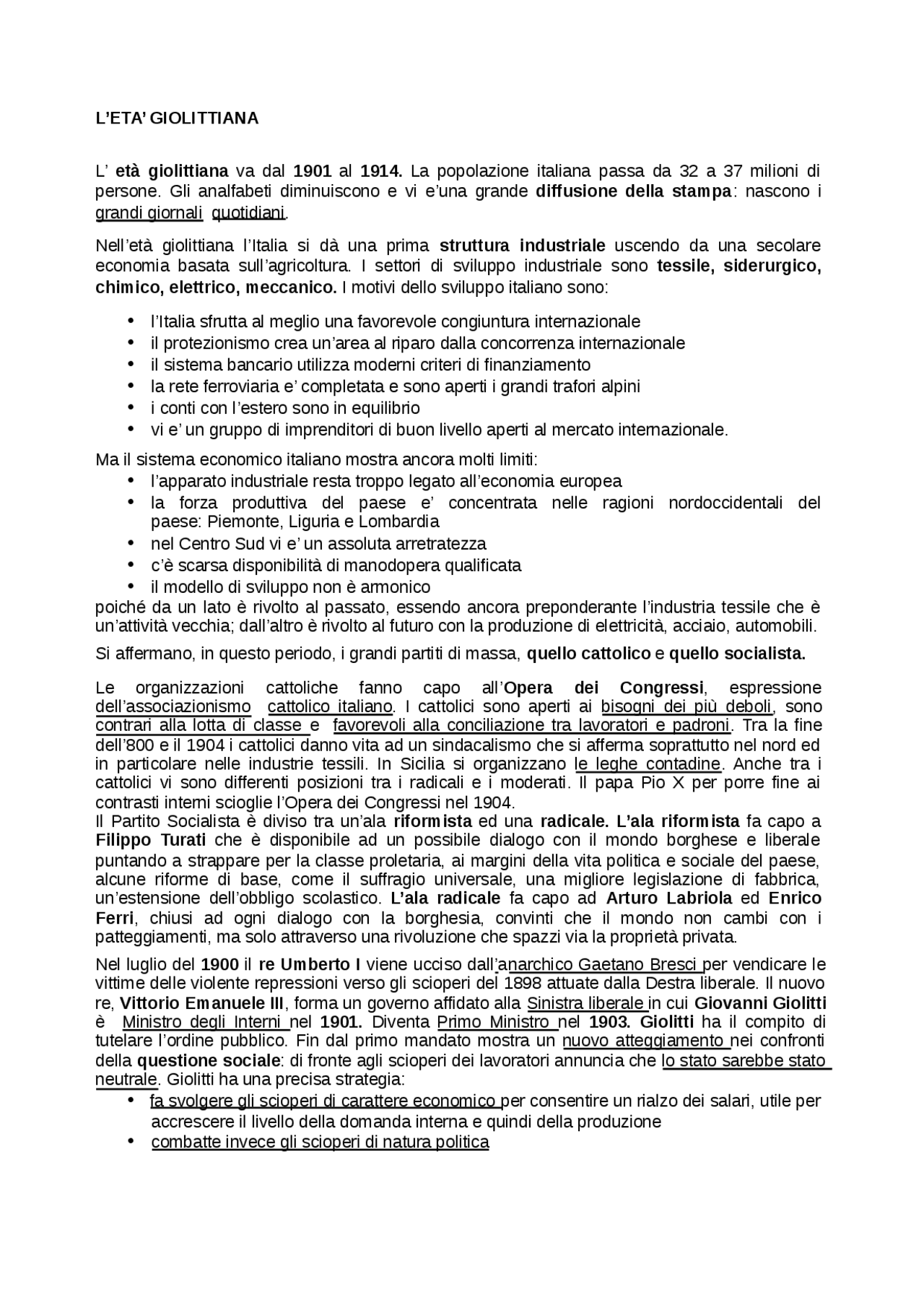 Giolitti Docsity