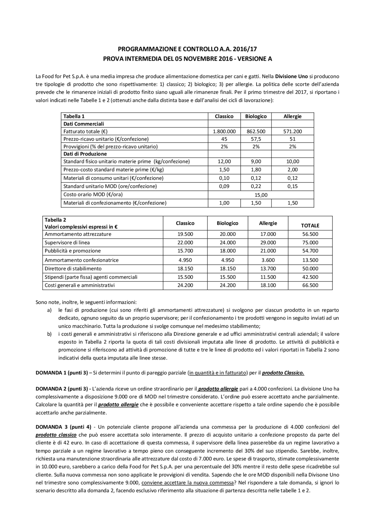 Temi Desame Programmazione E Controllo Pandc Docsity