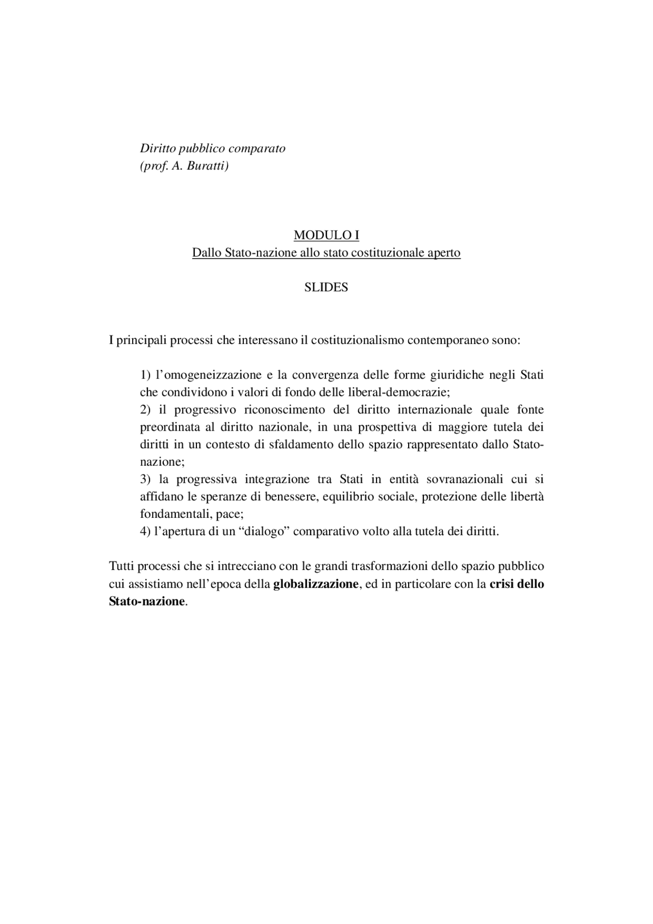 Diritto Pubblico Comparato Modulo A Slides Per Unicusano Docsity