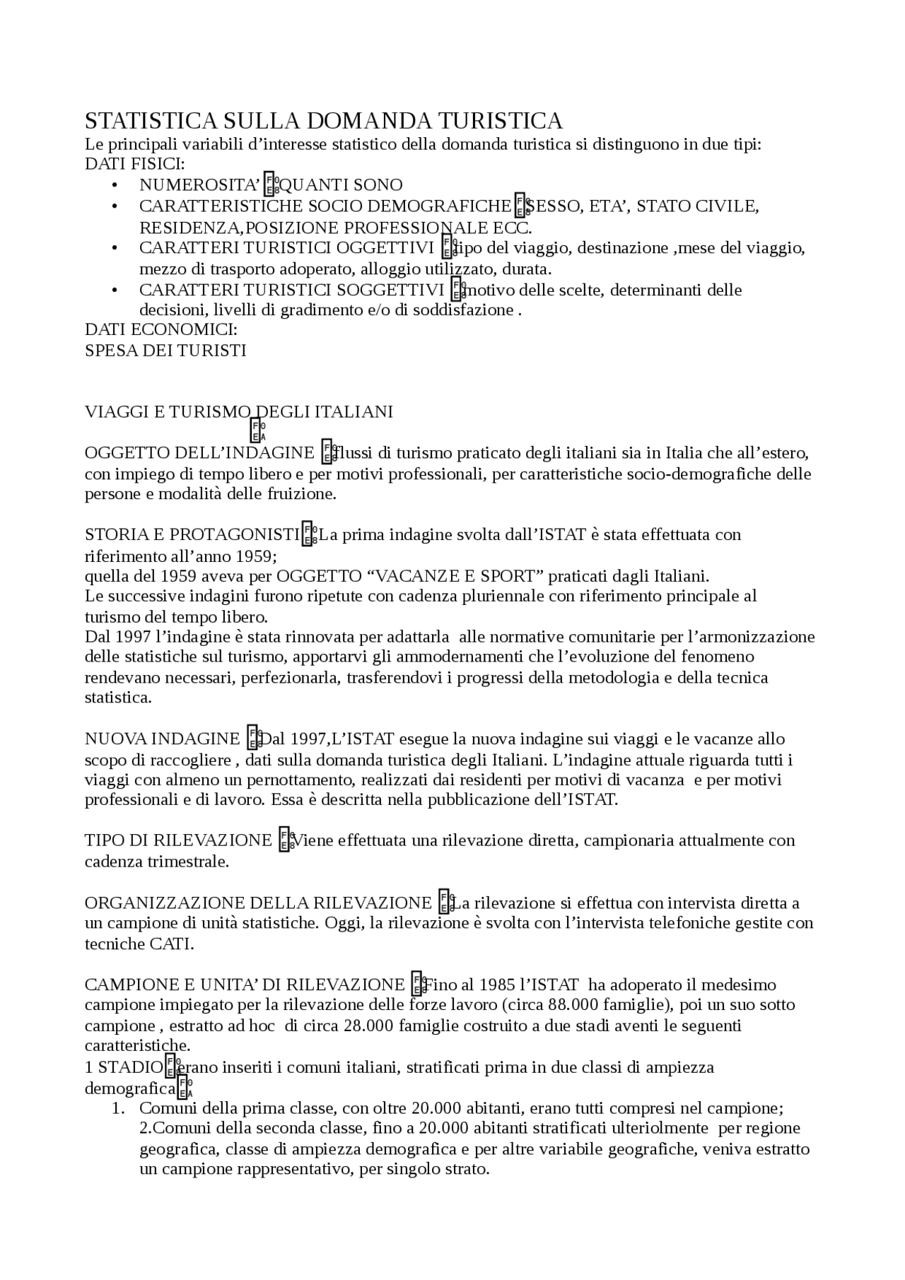 Statistica della domanda turistica - Docsity