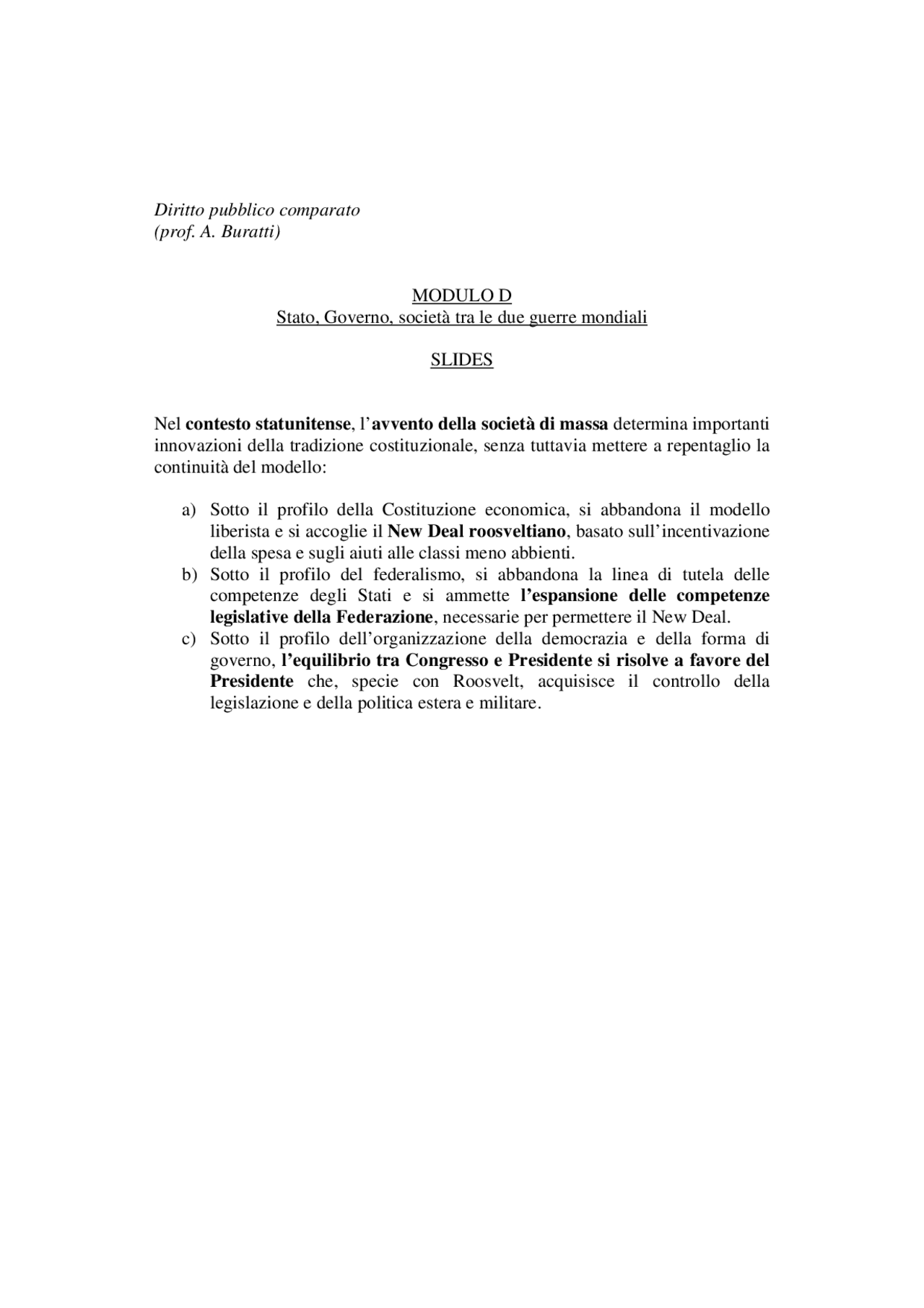 Diritto Pubblico Comparato Modulo D Slides Per Unicusano Docsity