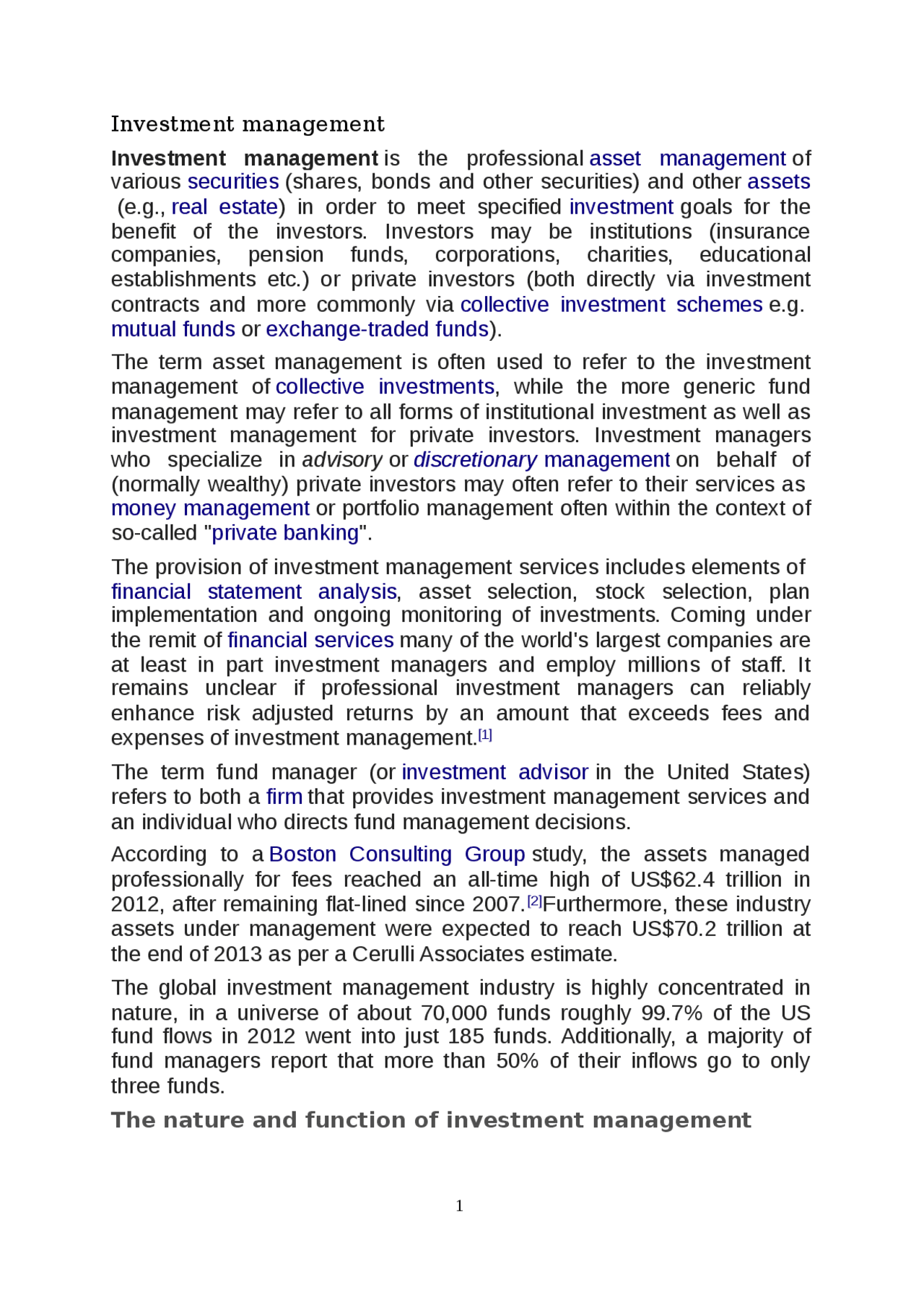 Investment Management - Docsity