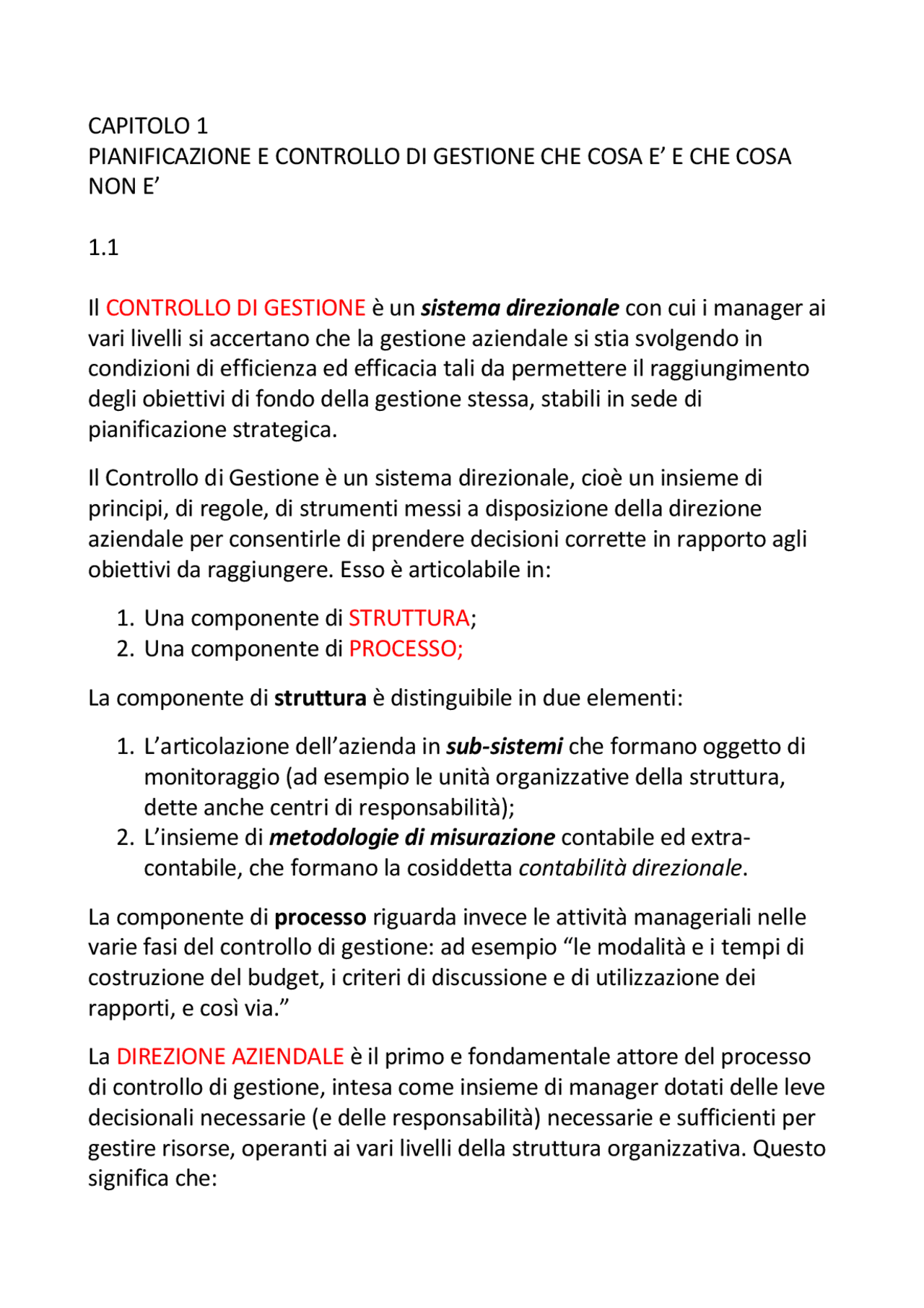 Riassunto Programmazione E Controllo Docsity