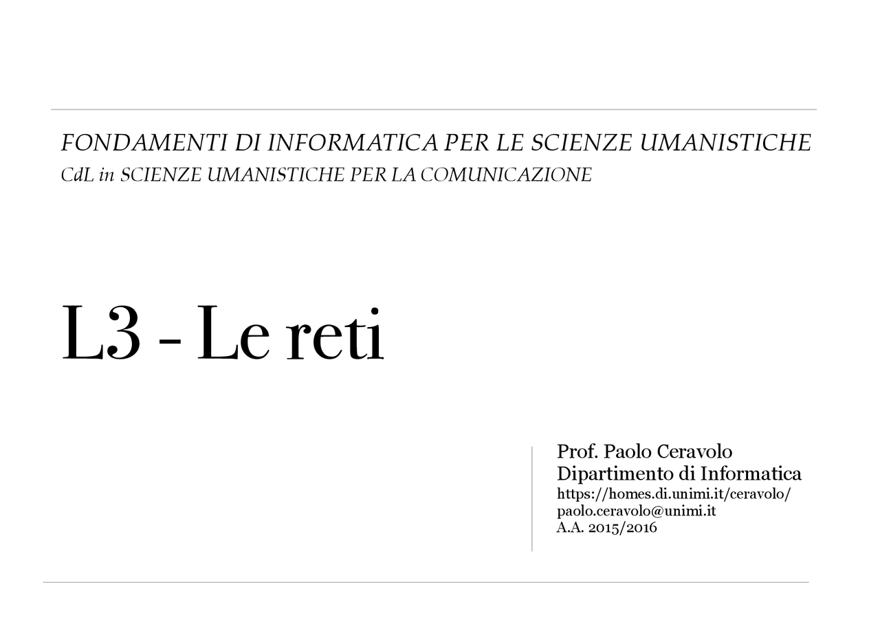 Lezione 4 Le Reti In Informatica Docsity