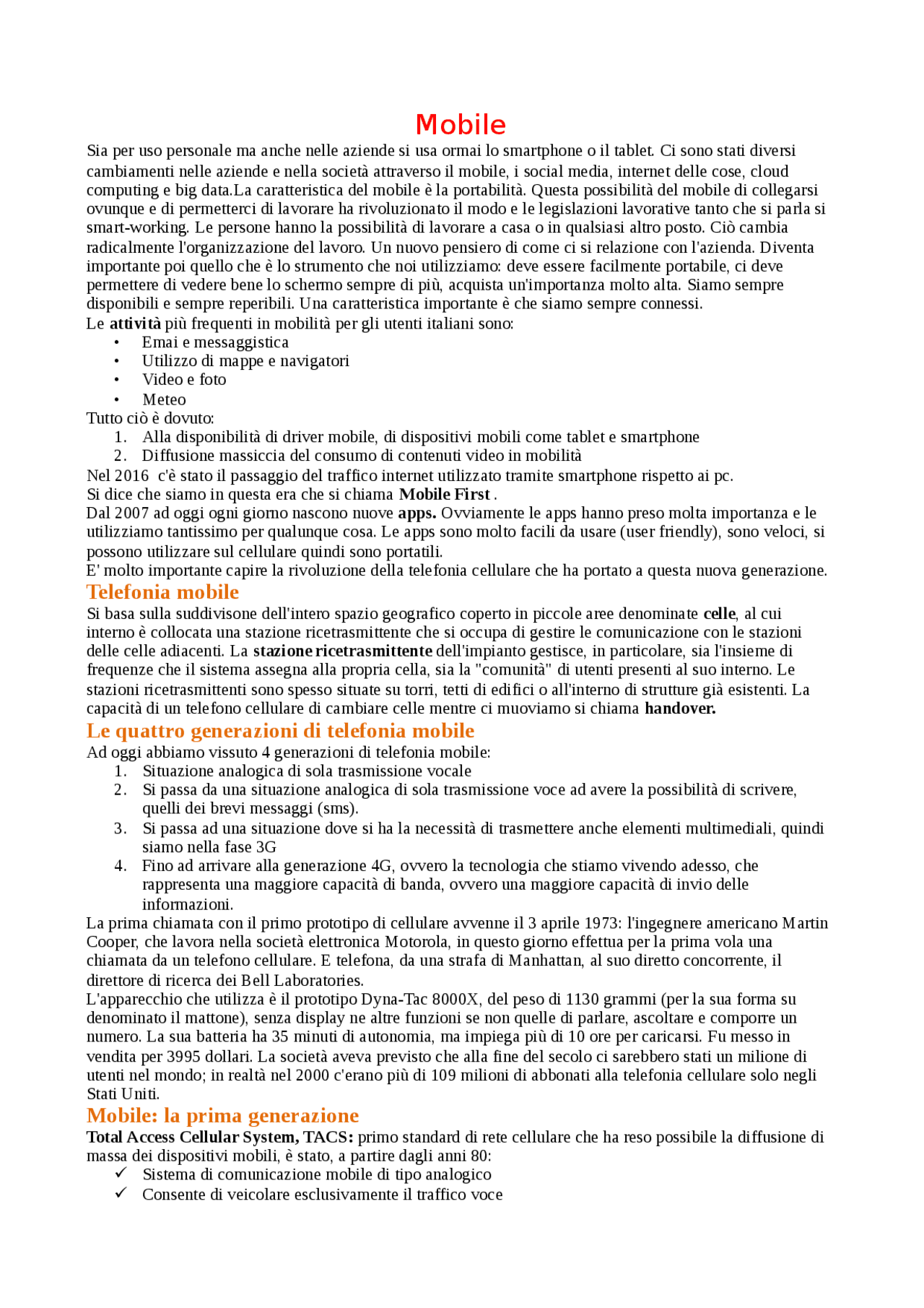 Mobile Approfondimento Docsity