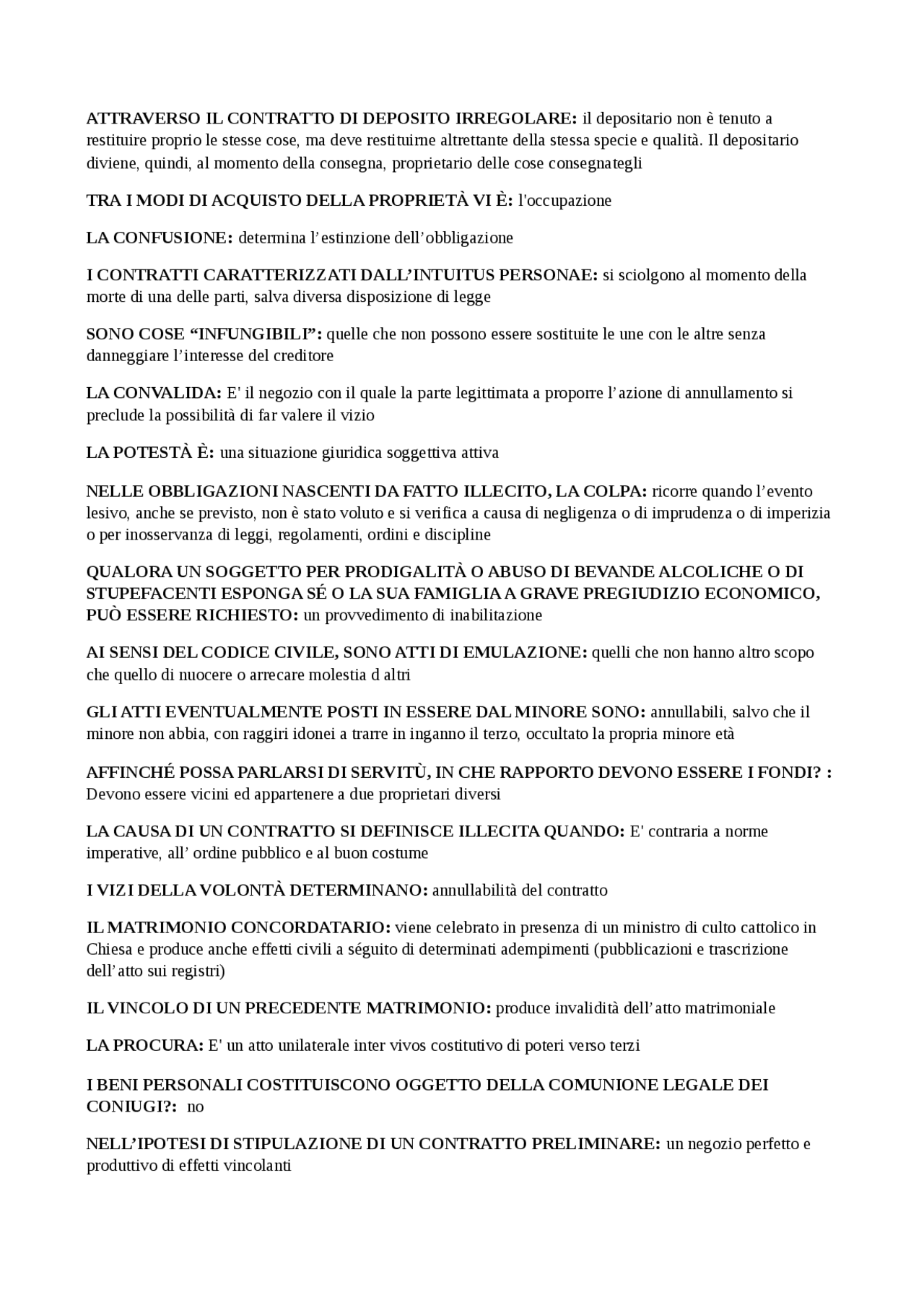 Diritto Privato Test Finali Docsity
