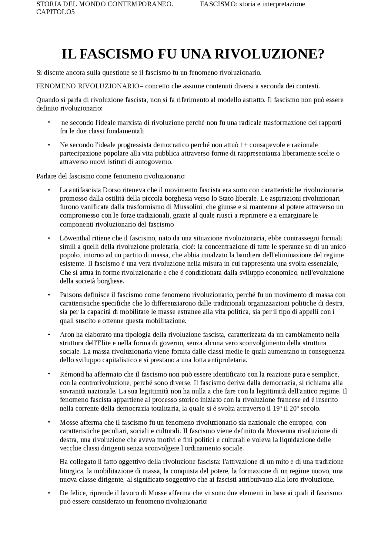 Fascismo Storia E Interpretazione Docsity