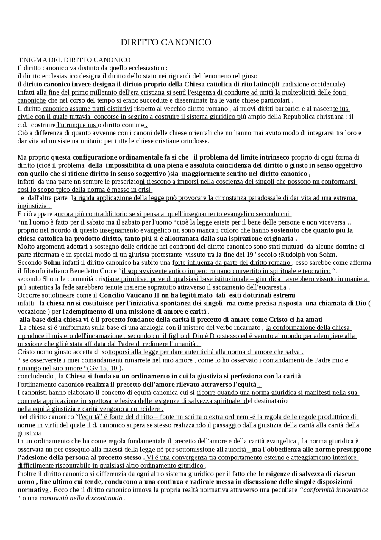 Diritto Canonico Riassunto Docsity