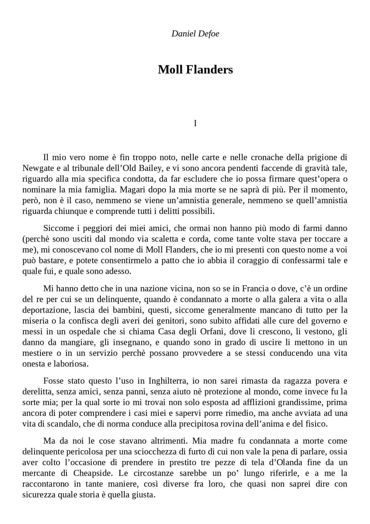 Moll Flanders - Daniel Defoe (italiano) | Appunti di Letteratura Inglese | Docsity
