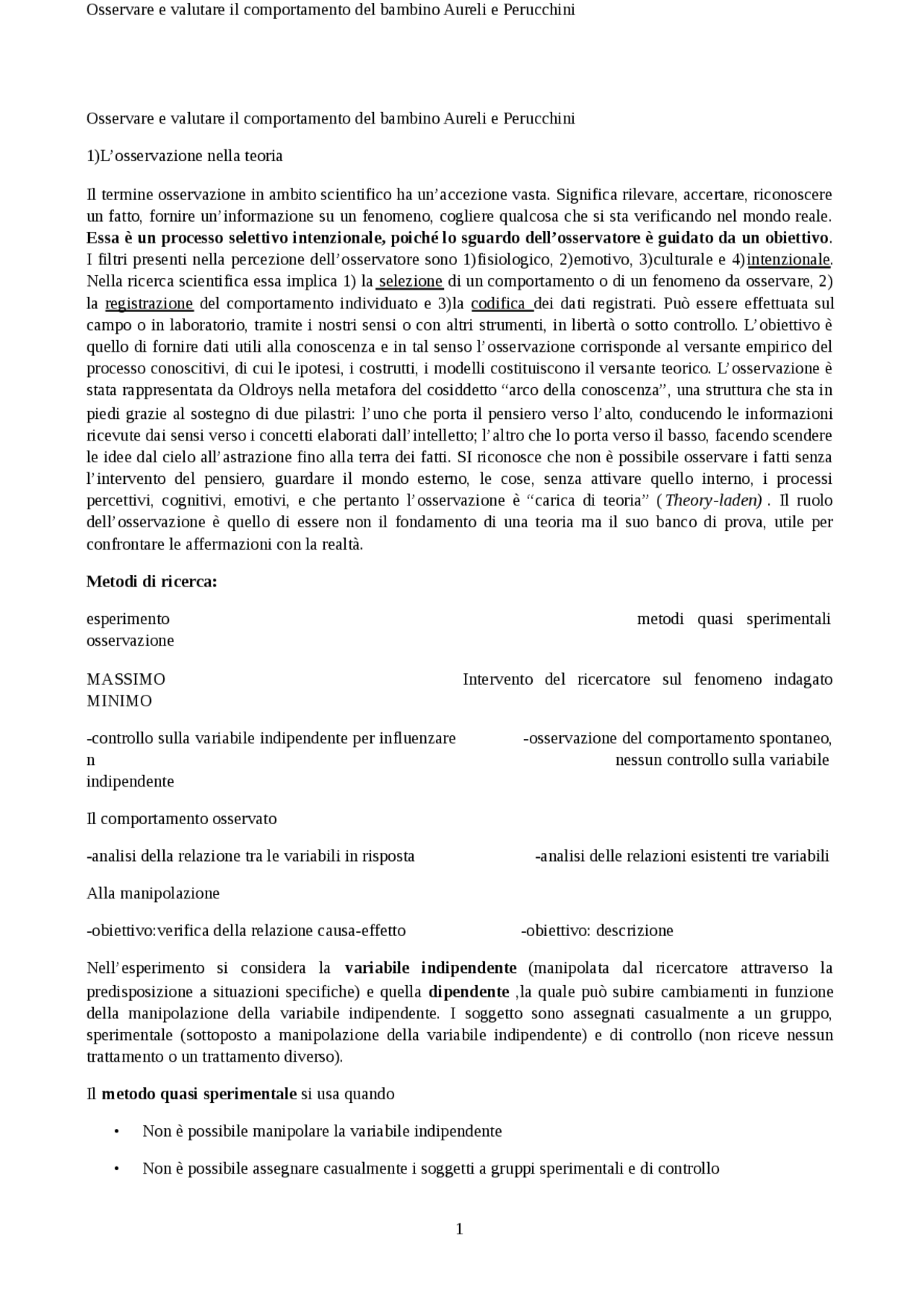 Osservare E Valutare Il Comportamento Del Bambino Docsity