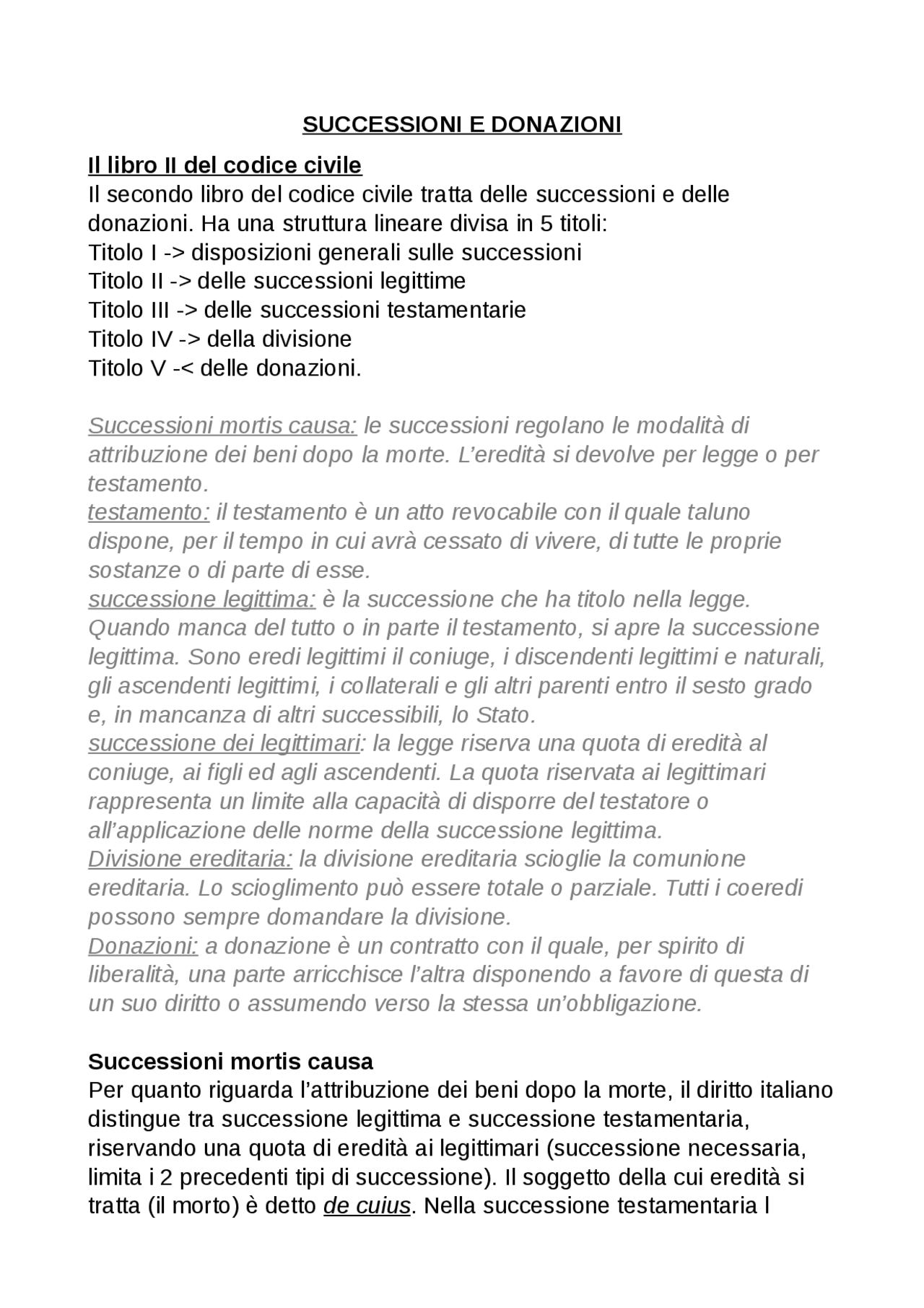Successioni E Donazioni Libro Ii Codice Civile Docsity