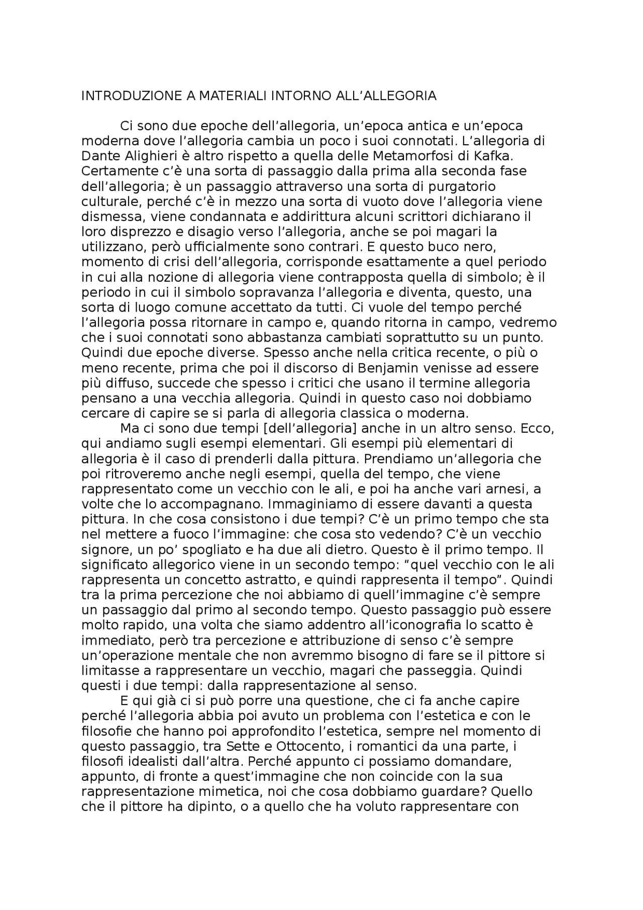 Lallegoria Francesco Muzzioli Parte I Docsity