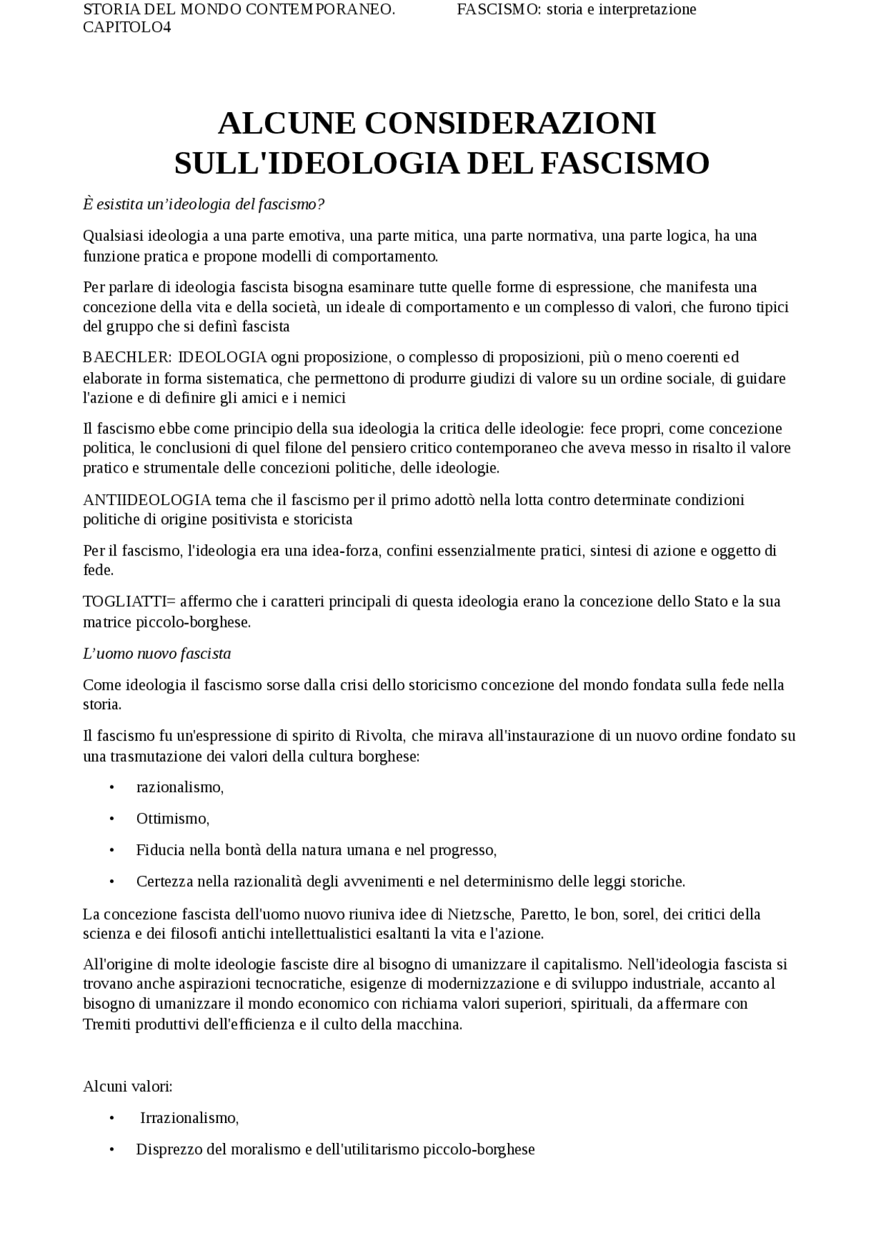 Fascismo Storia E Interpretazione Docsity