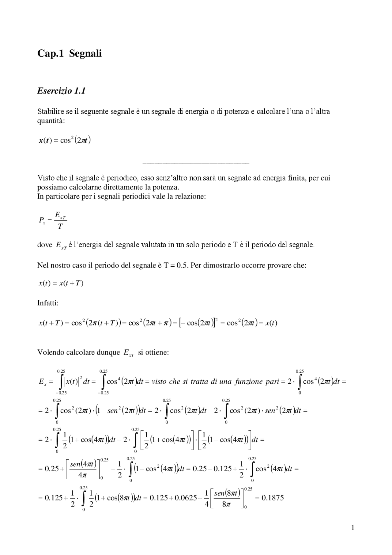 Esercizi Di Tds Segnali Cap 01 Docsity