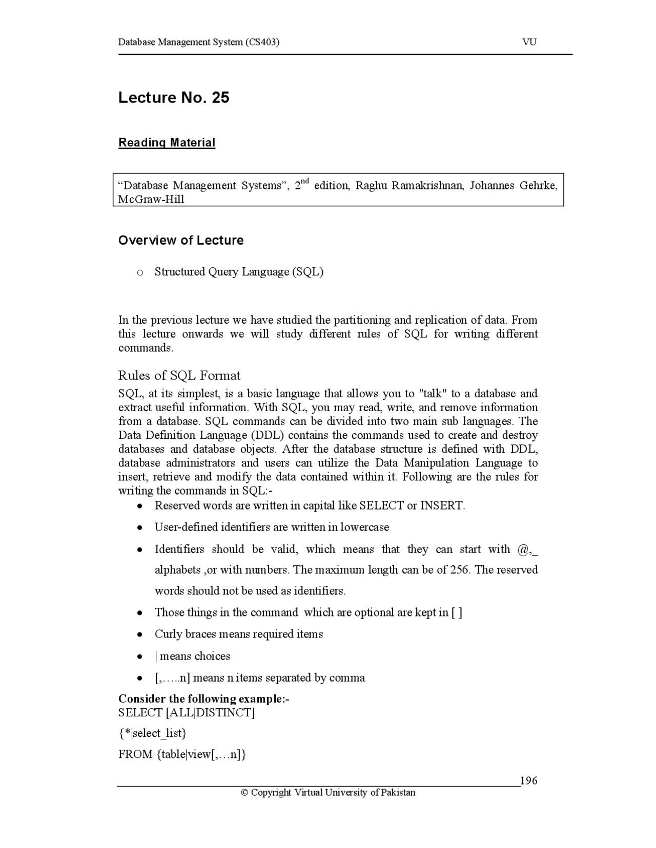 Database Management System CS403 Handouts - Docsity