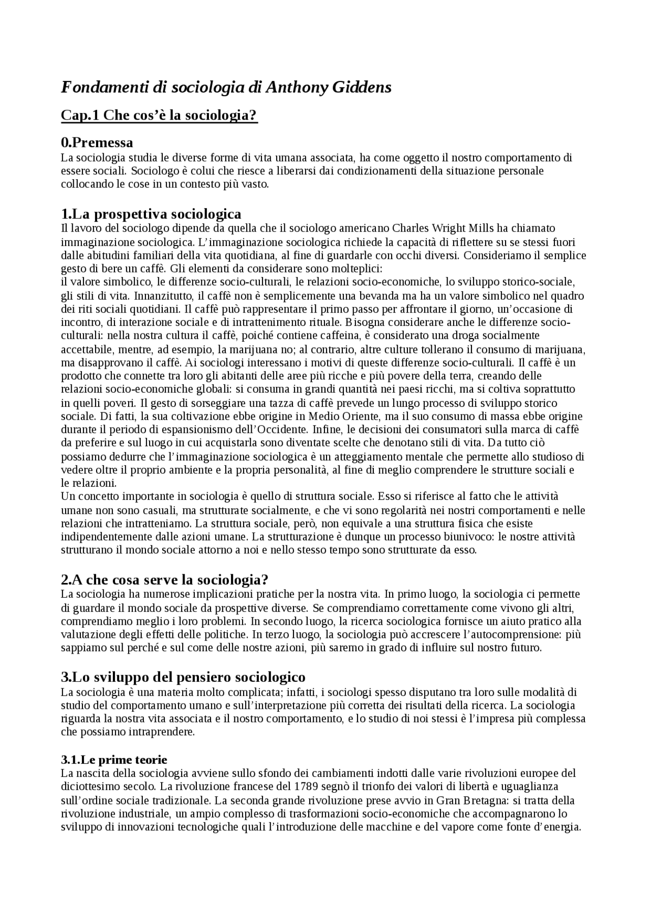Fondamenti Di Sociologia Docsity